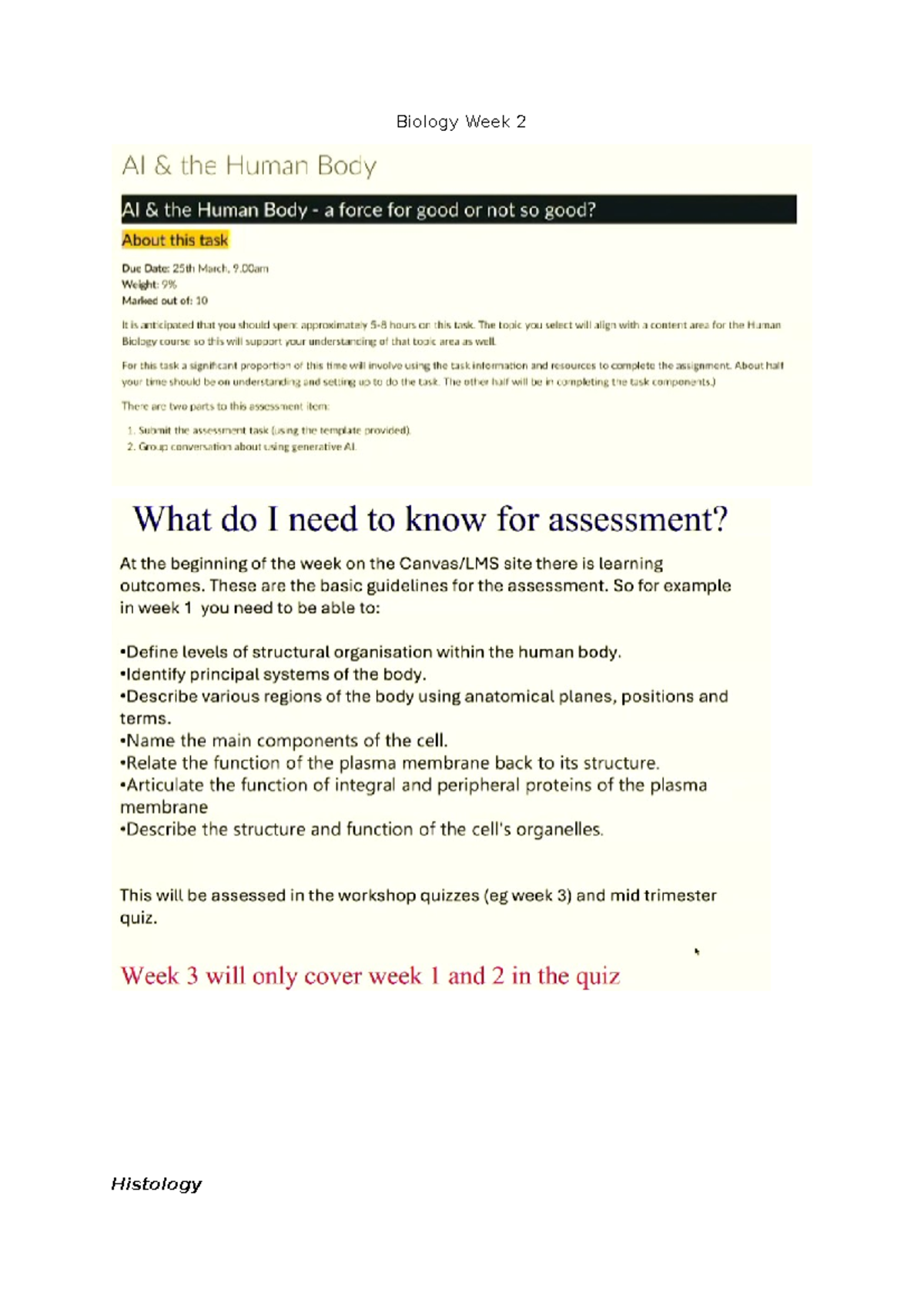 Biology Week 2 - Human Bio: From Cells to Systems - Week 2 Notes ...