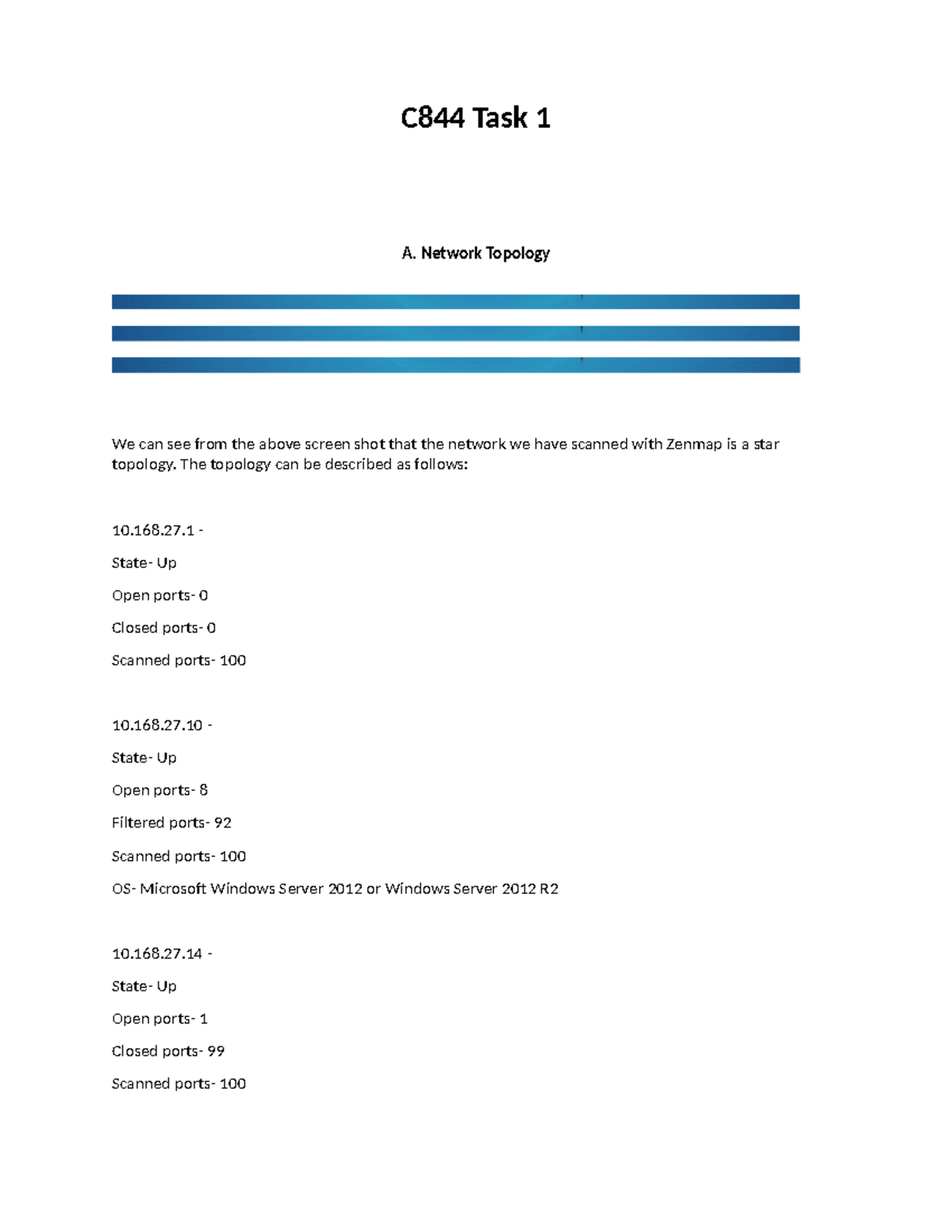 C844 Task 1 - C844 Task 1 - C844 Task 1 A. Network Topology We can see from the above screen ...