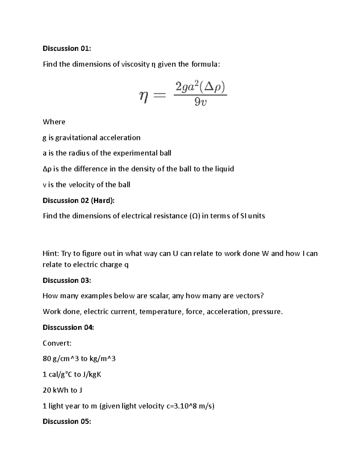 SC1013 module 1 revision - Discussion 01: Find the dimensions of ...