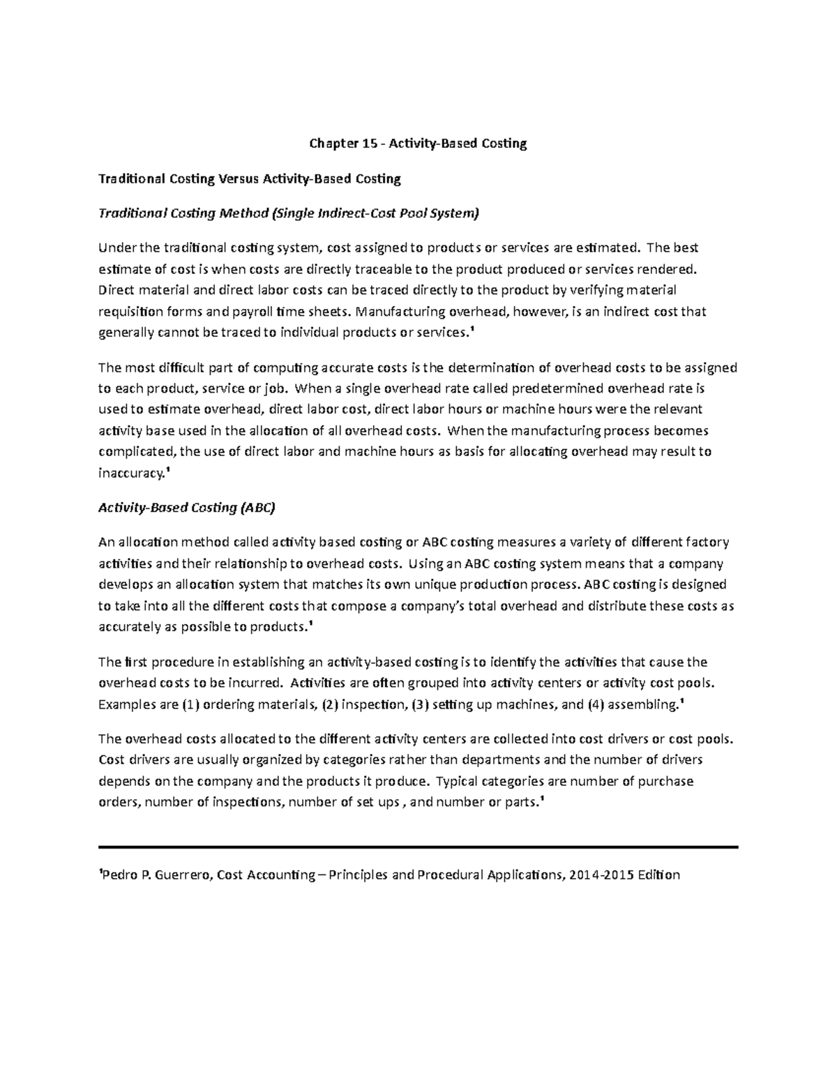 Activity-Based Costing - Module on Cost Accounting - Chapter 15 ...