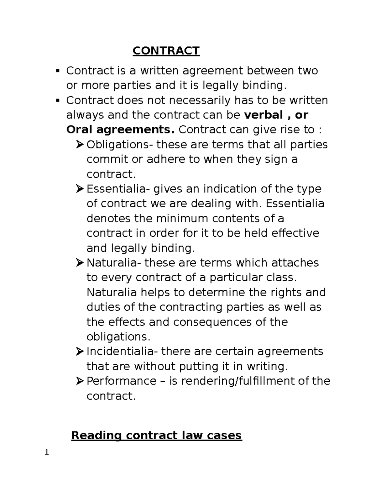 Notes(contract law) - CONTRACT Contract is a written agreement between ...