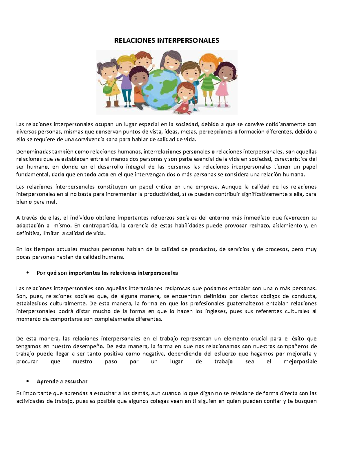 Taller Relaciones Interpersonales - RELACIONES INTERPERSONALES Las ...
