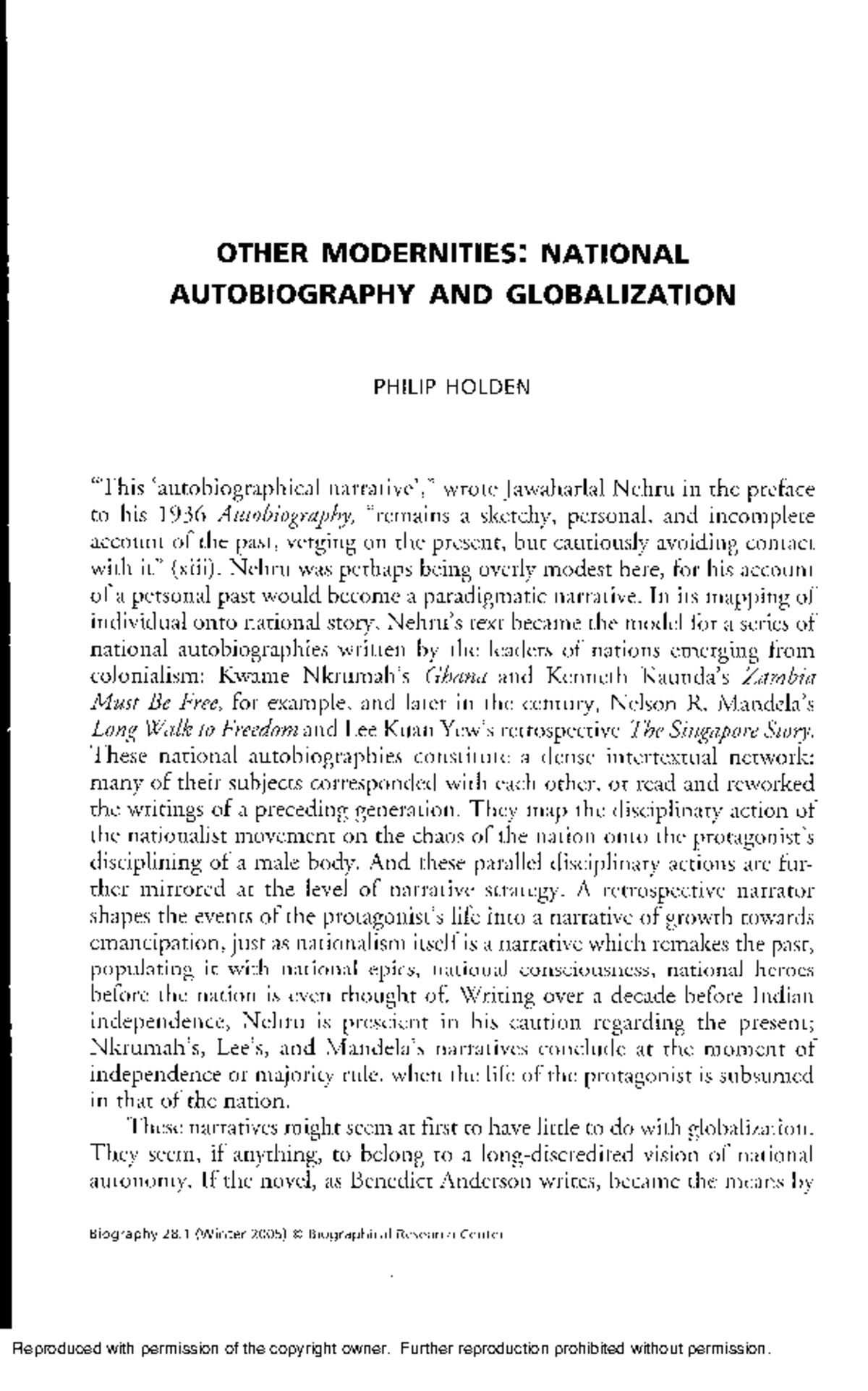 5 Holden Other Modernities - English as a Foreign Language - Studocu