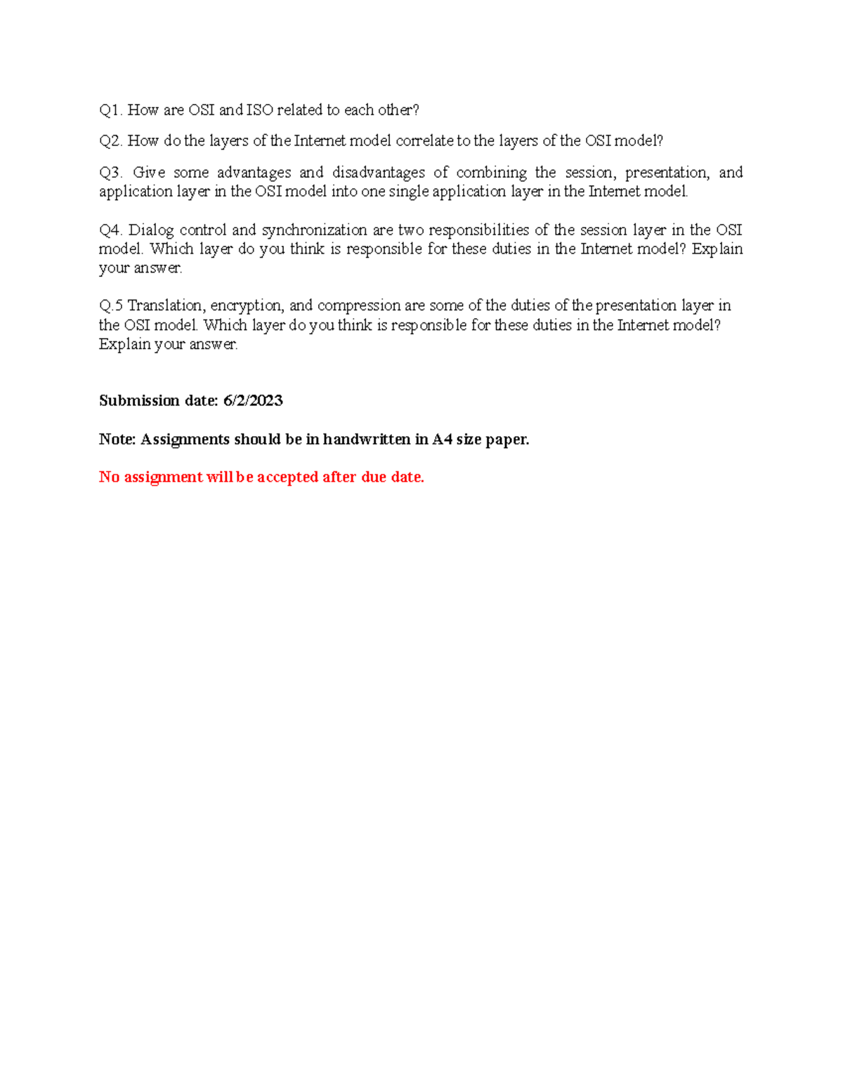 Computer Network Assignment 1 - Q1. How are OSI and ISO related to each ...