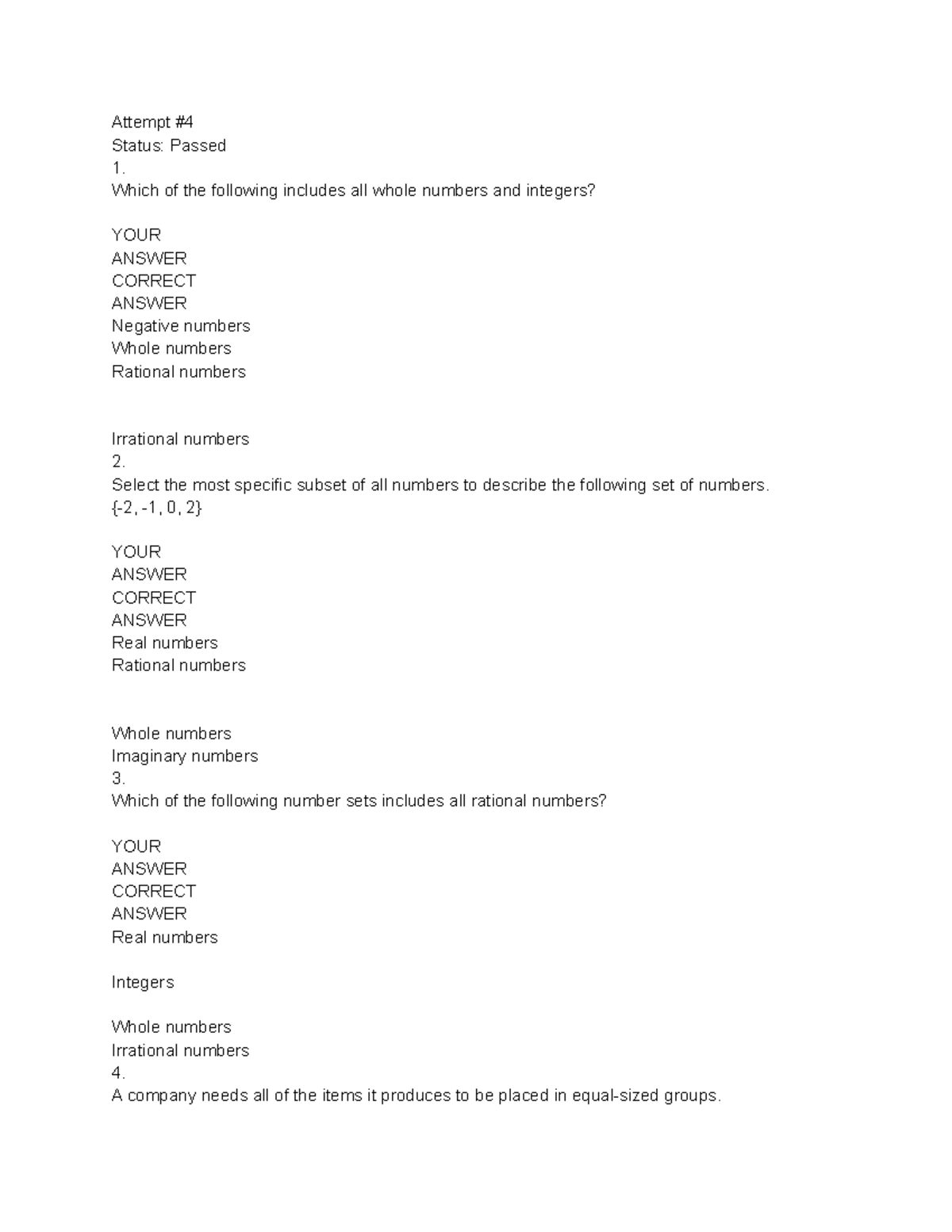 Untitled document (10) - Attempt # Status: Passed 1. Which of the ...