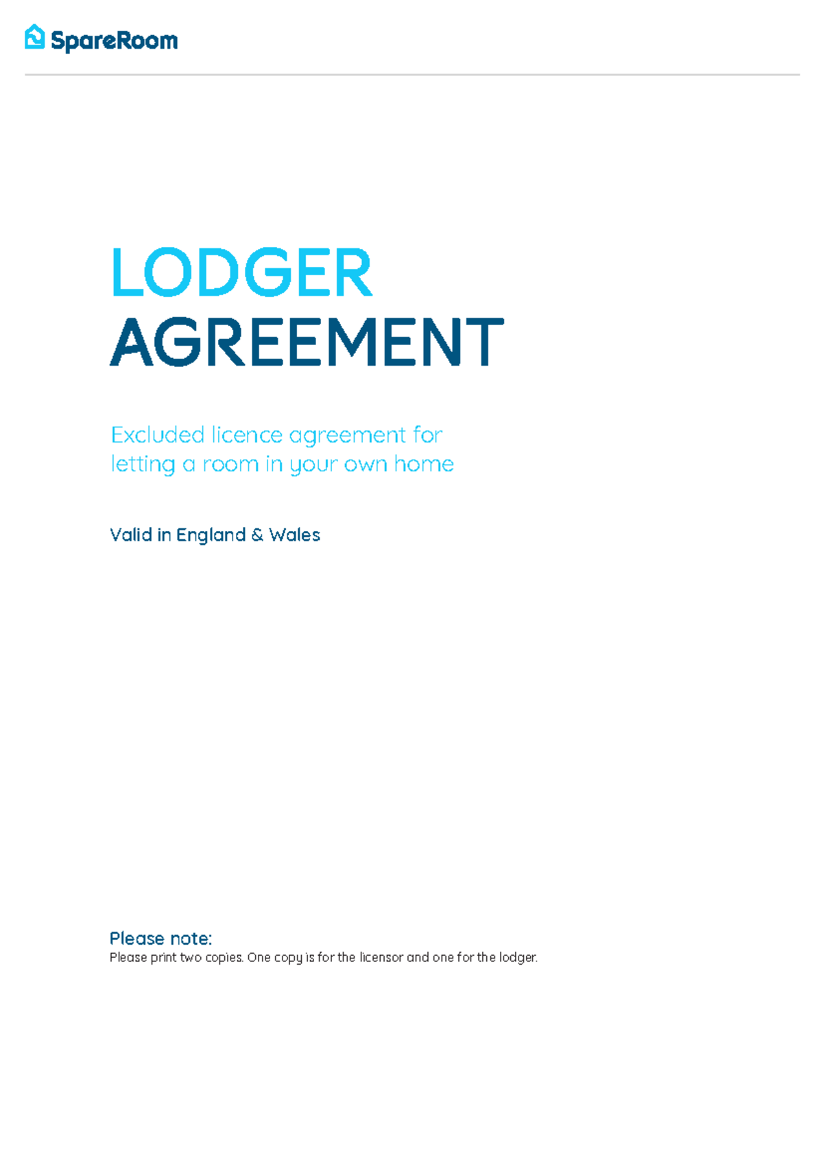 Spare Room-lodger-agreement - Excluded licence agreement for letting a ...