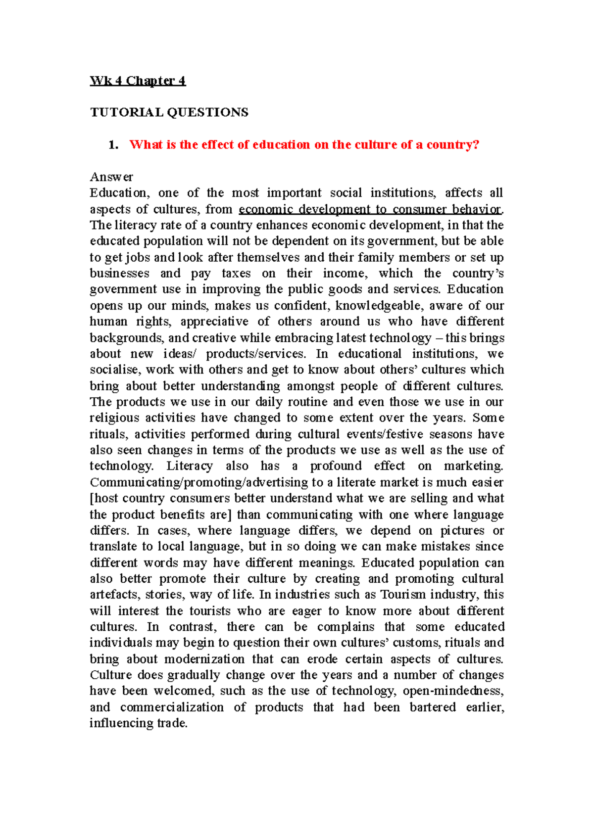 MG303 Wk 4 Chp 4 solutions - Wk 4 Chapter 4 TUTORIAL QUESTIONS What is ...