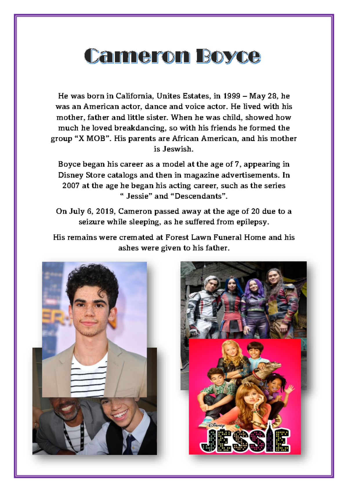 Cameron Boyce Biography - He was born in California, Unites Estates, in ...
