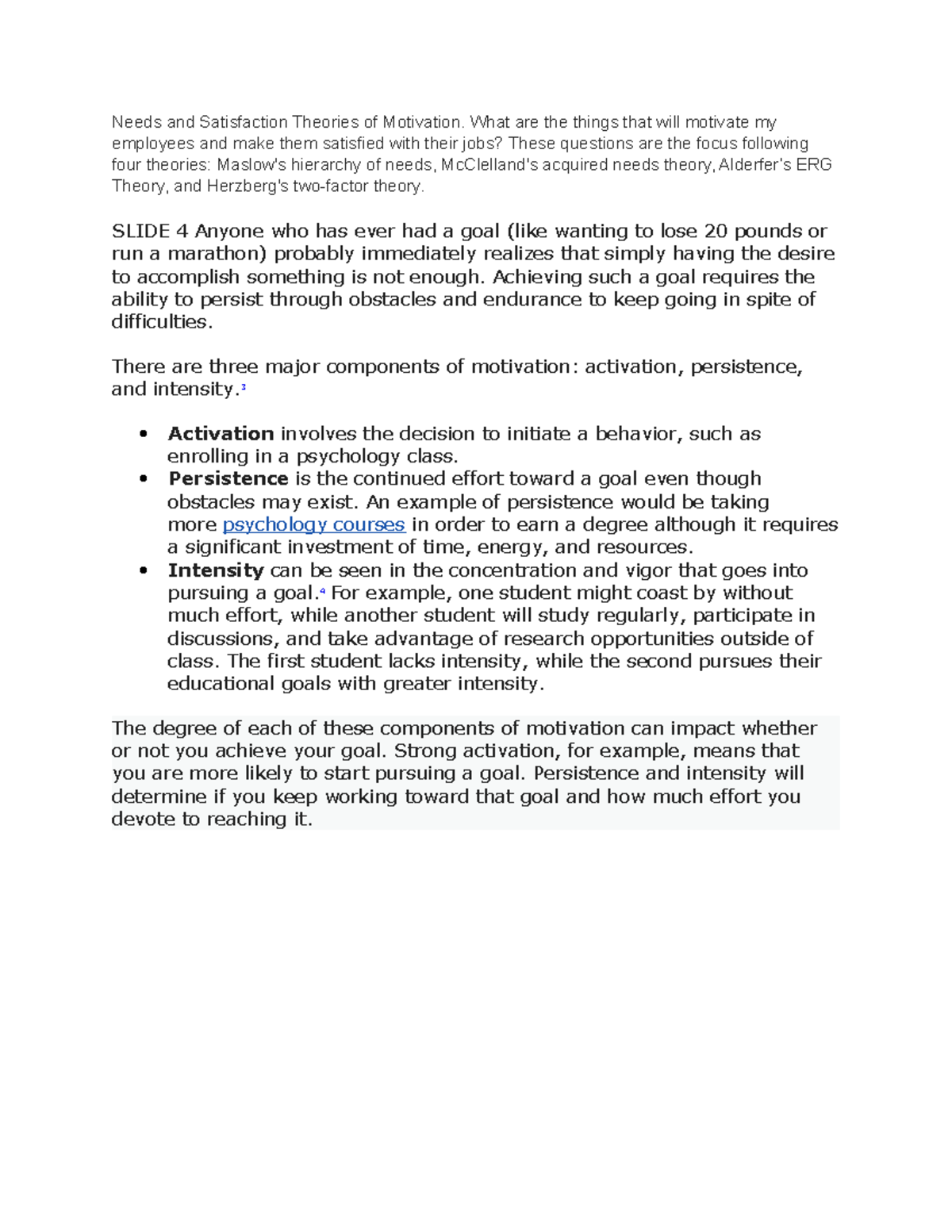 Needs and Satisfaction Theories of Motivation - What are the things ...