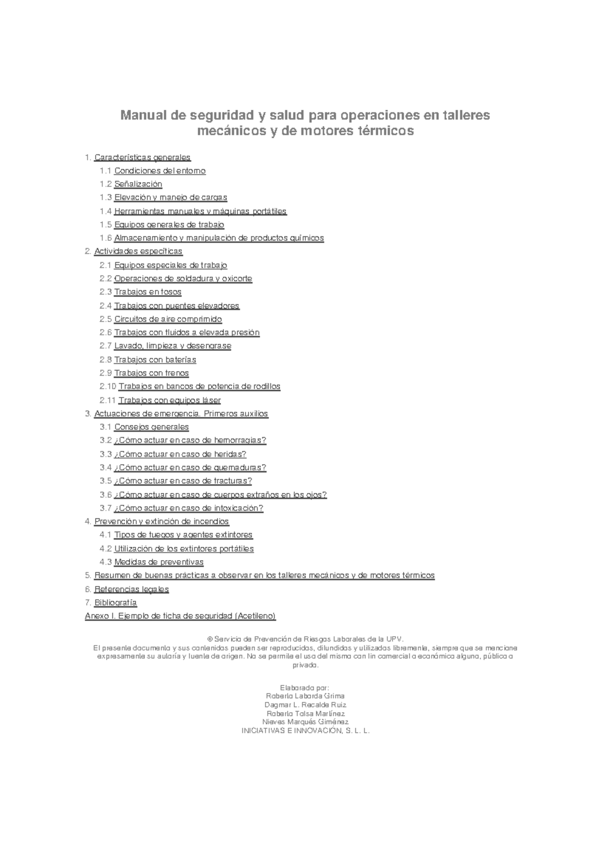 Manual de Seguridad taller mecanico - Manual de seguridad y salud para ...
