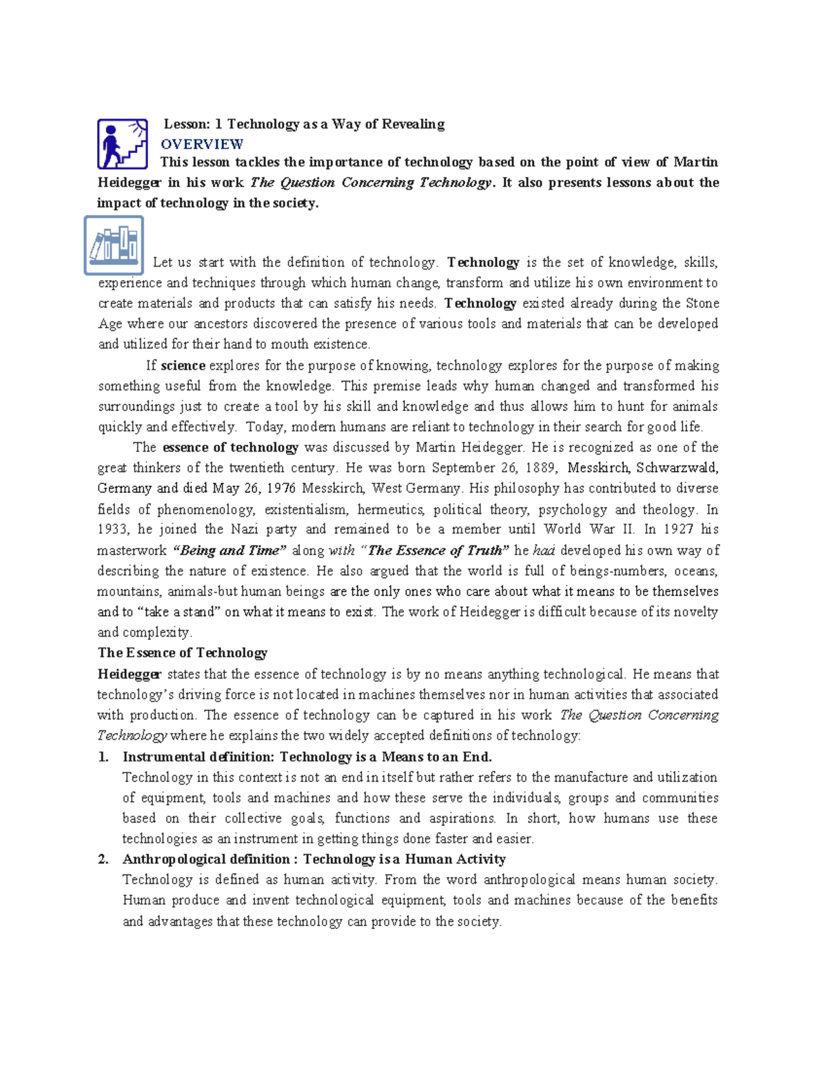 Module 2 Lesson 1 - Technology is the dynamic and ever-evolving ...