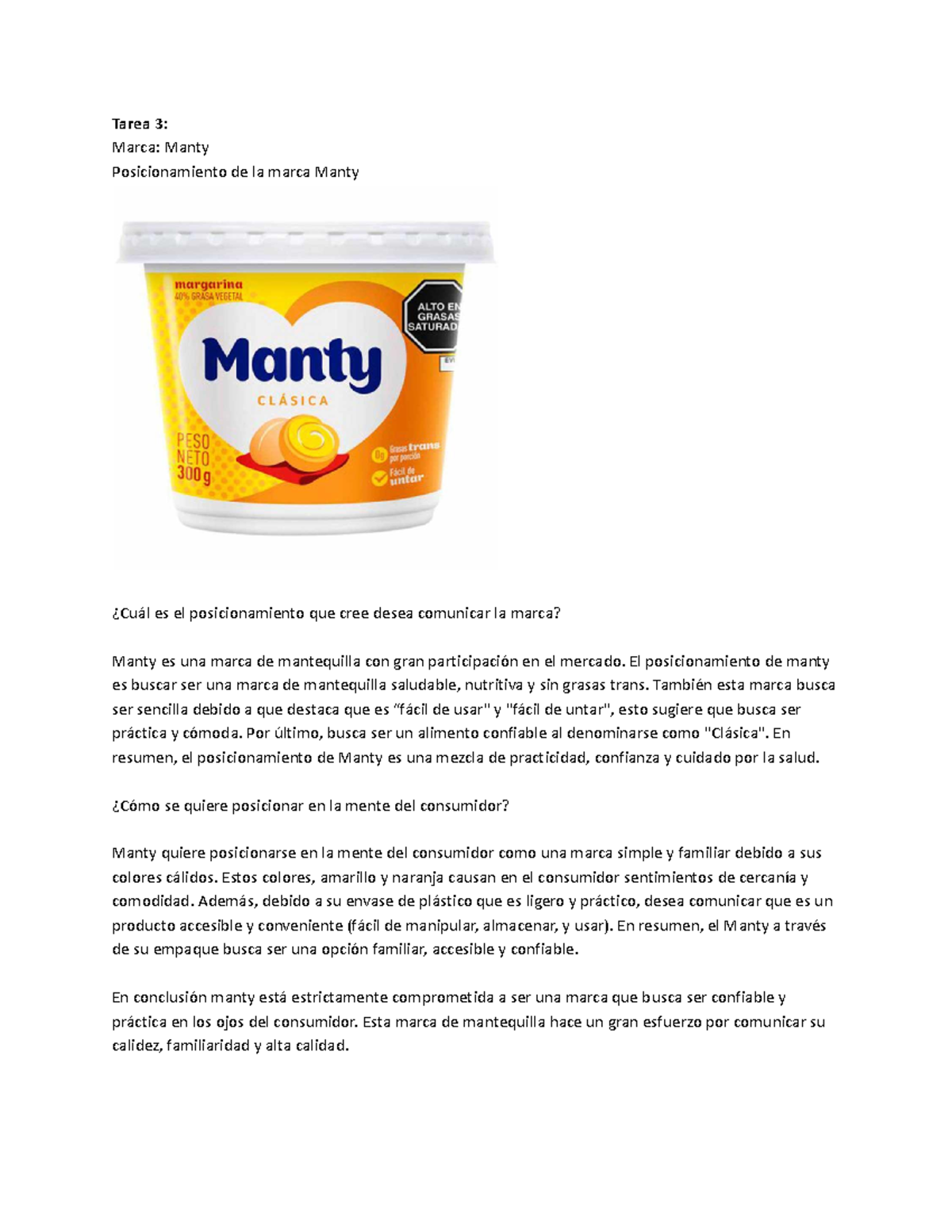 Mkt-tarea - jejje - Tarea 3: Marca: Manty Posicionamiento de la marca ...