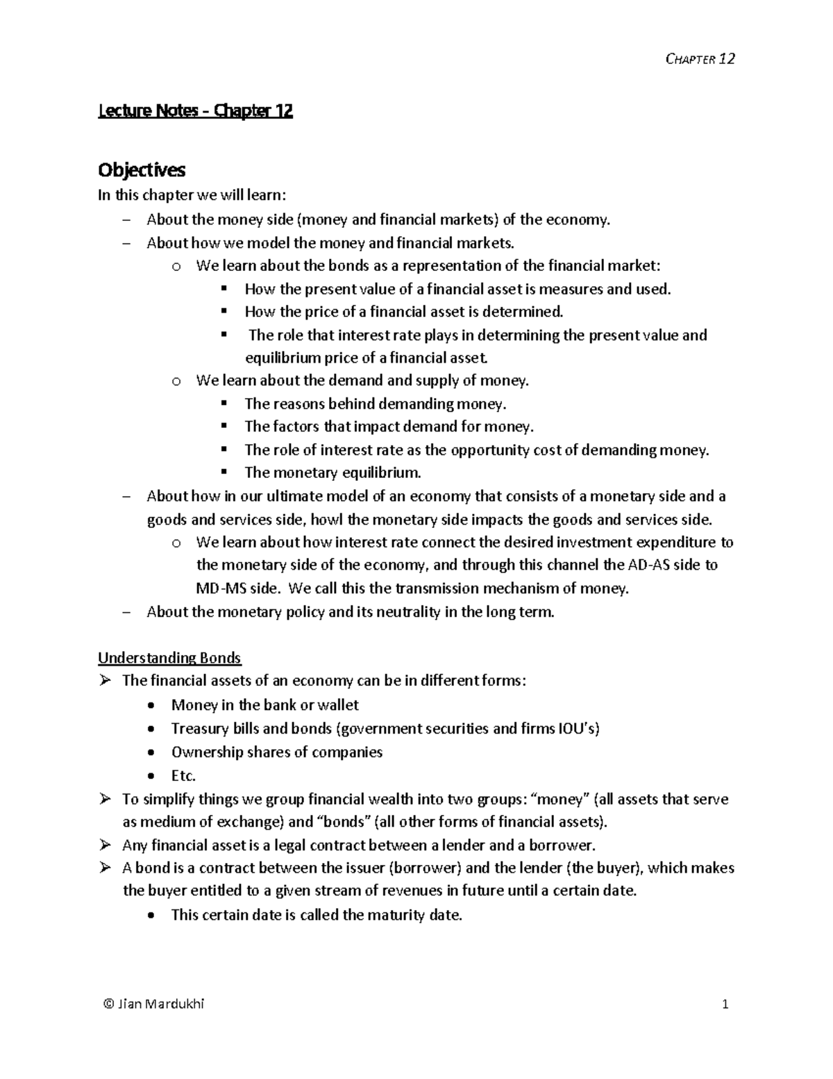 Chapter 12 Lecture Notes Lecture Notes Chapter 12 Objectives In This Chapter We Will Learn