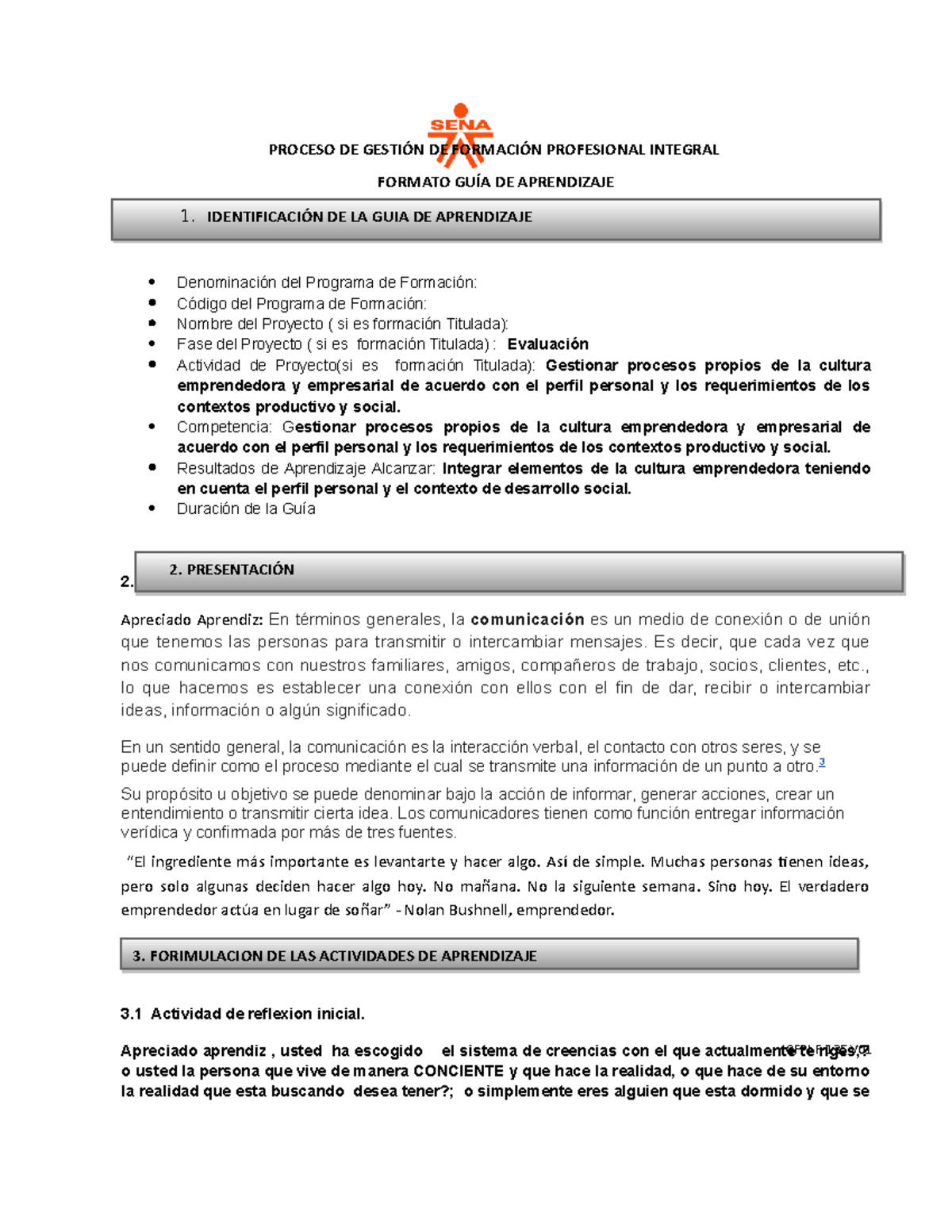 GUIA 1 Sobre LOS 4 Acuerdos SENA - PROCESO DE GESTIÓN DE FORMACIÓN ...