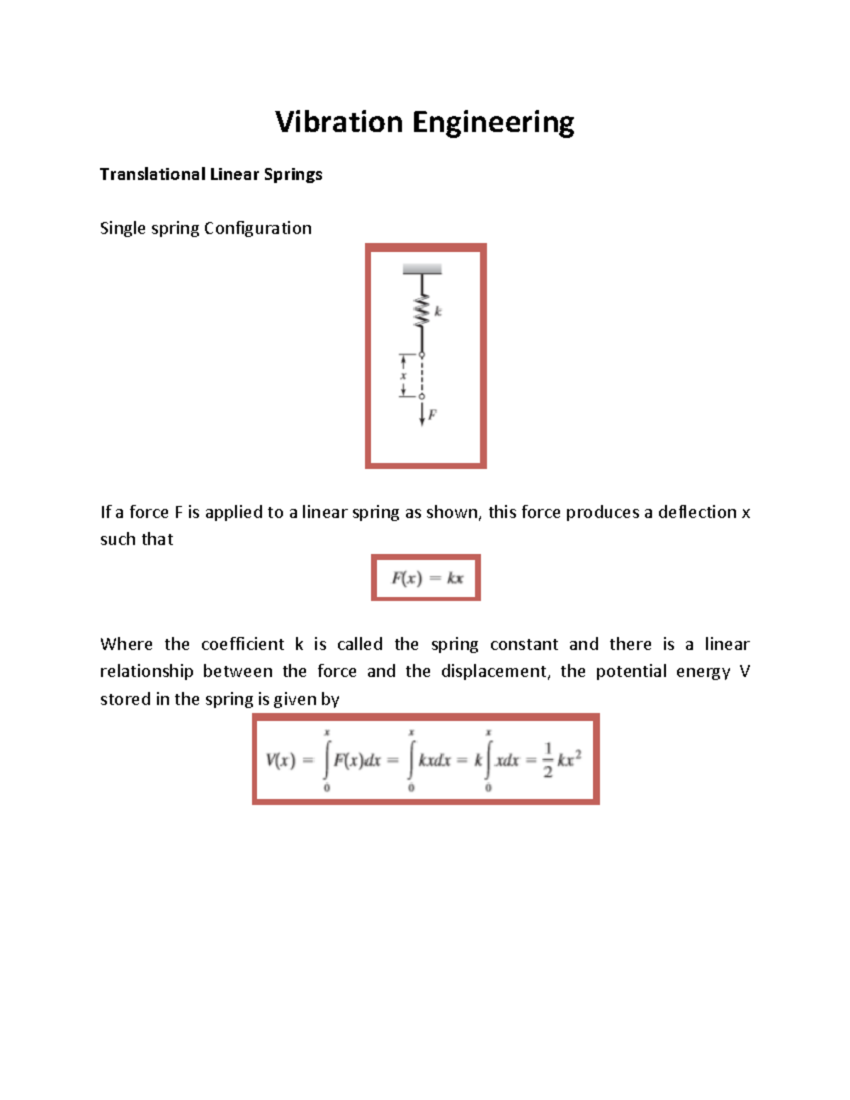 ME (Vibration Engineering Notes) - Vibration Engineering Translational ...