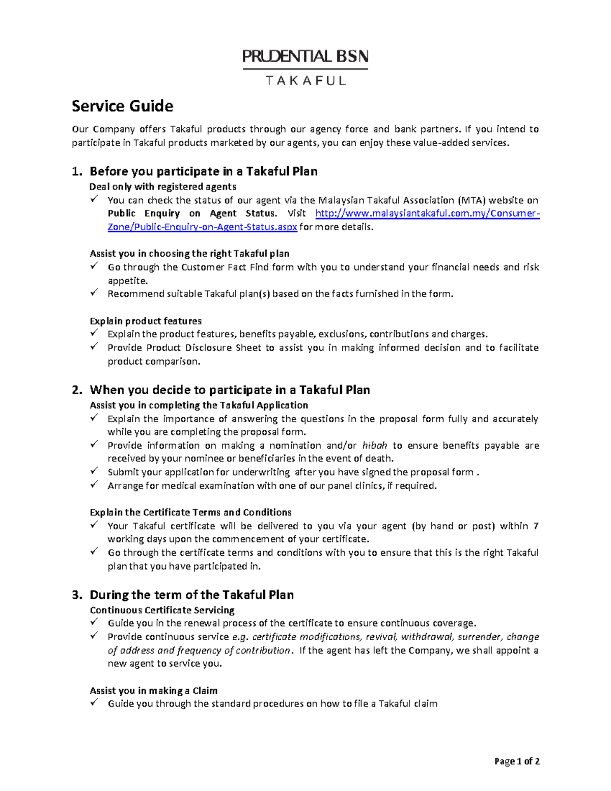 Service Guide(ENG) - explanation - Page 1 of 2 Service Guide Our ...