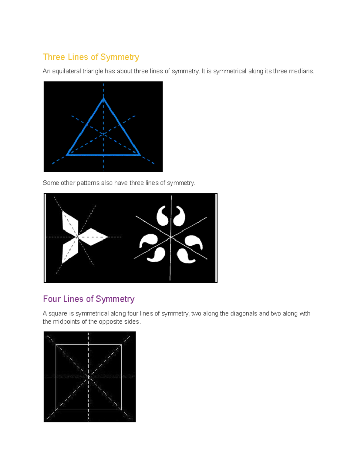 Lines of Symmetry - It is symmetrical along its three medians. Some ...