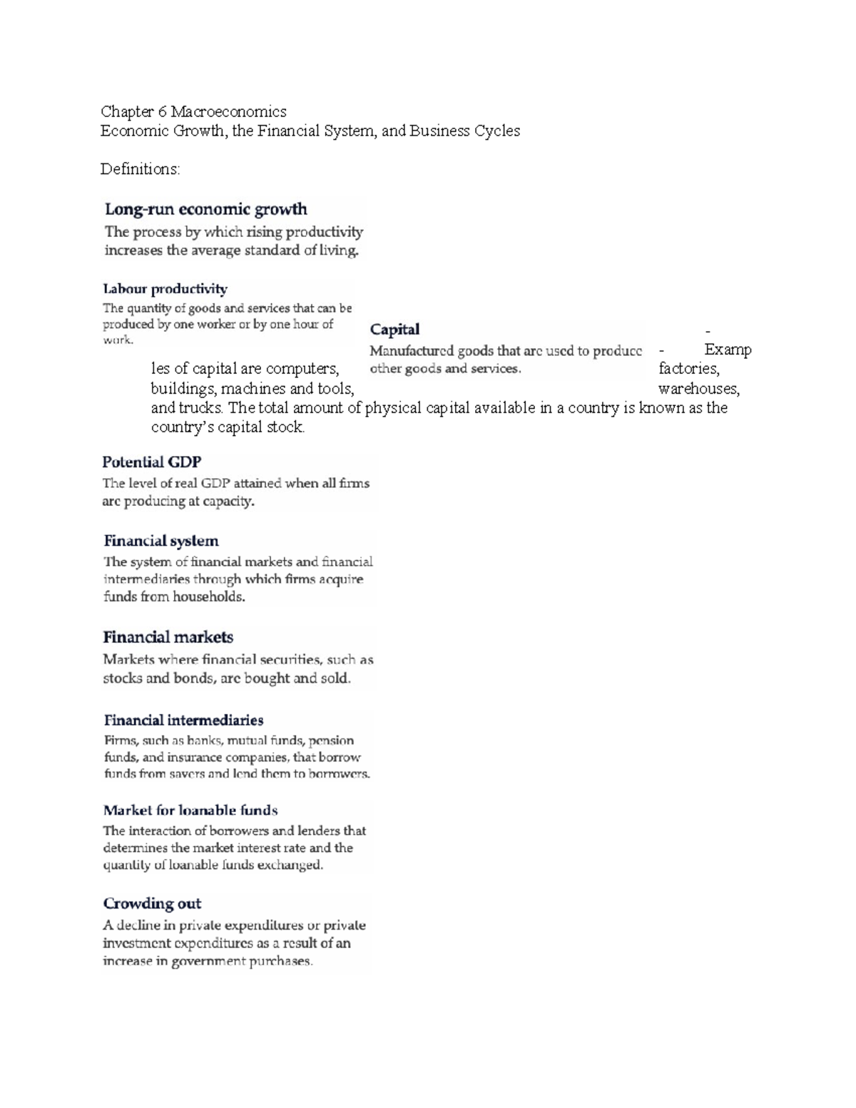 Chapter 6 Macroeconomics - Chapter 6 Macroeconomics Economic Growth ...