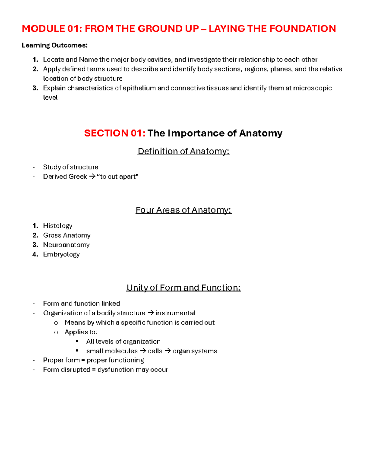 ANAT 100 - module 1 notes - MODULE 01: FROM THE GROUND UP – LAYING THE ...