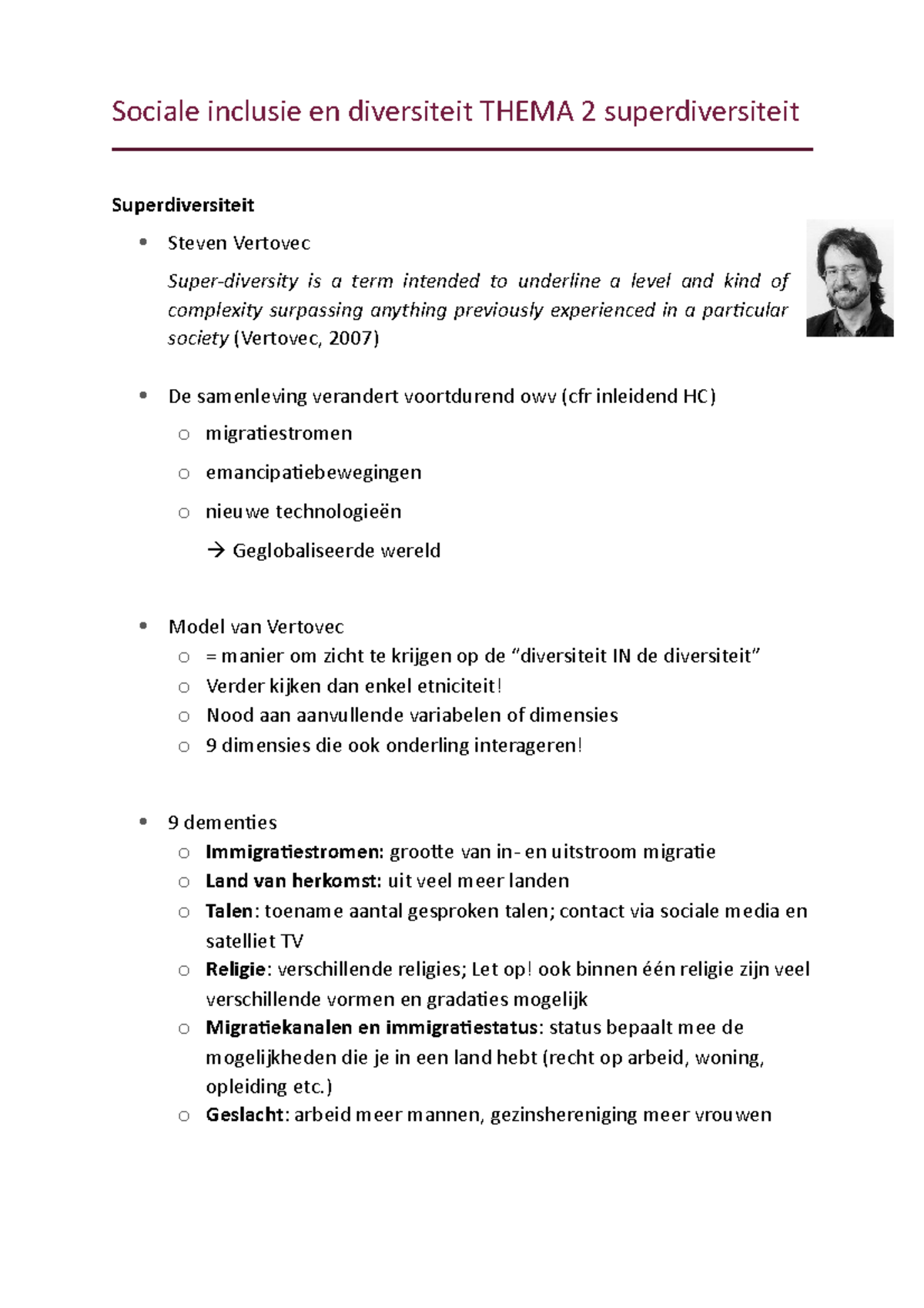 Thema 2 superdiversiteit - Sociale inclusie en diversiteit THEMA 2 superdiversiteit ...