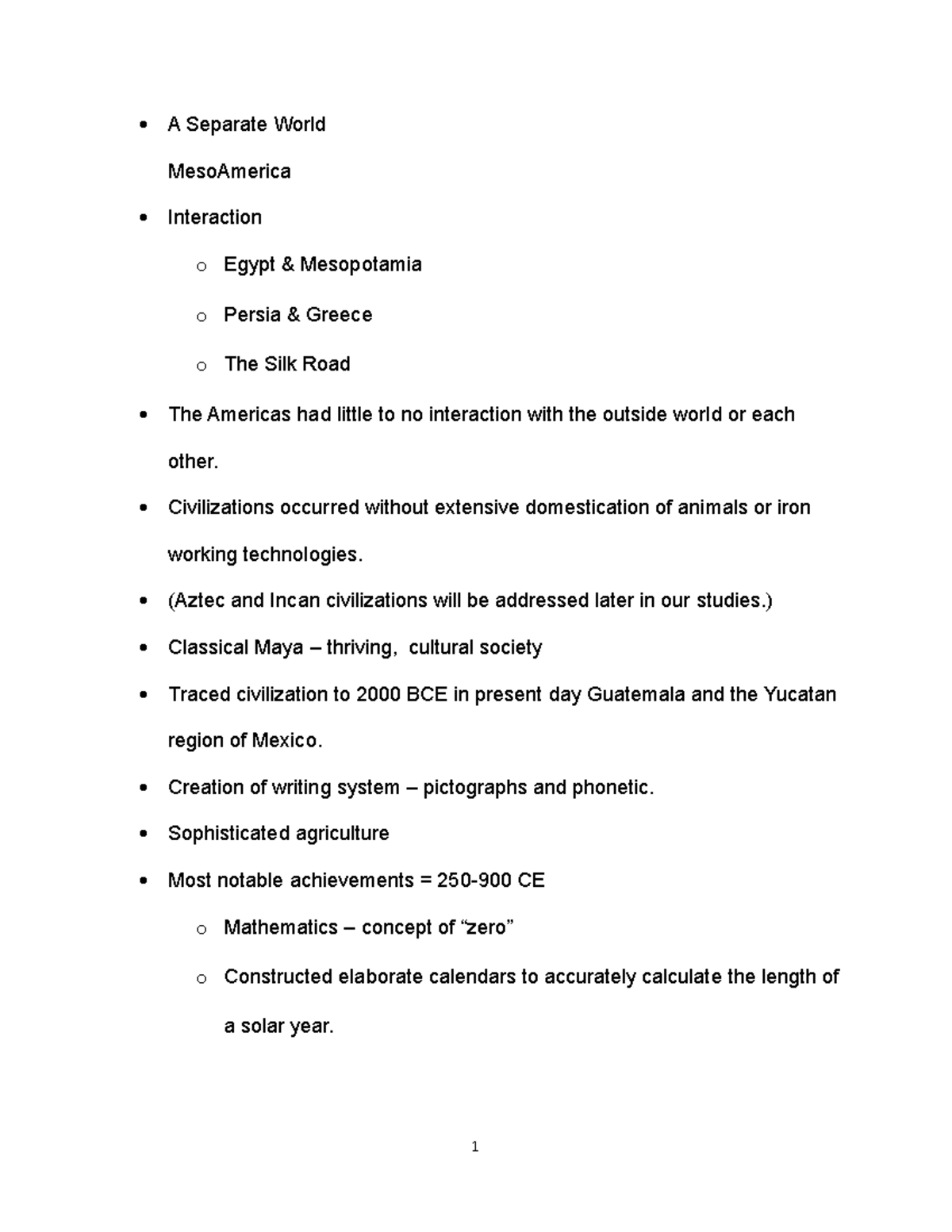 2021-HIST 1111 Lecture-Notes Meso America-World-History - A Separate ...