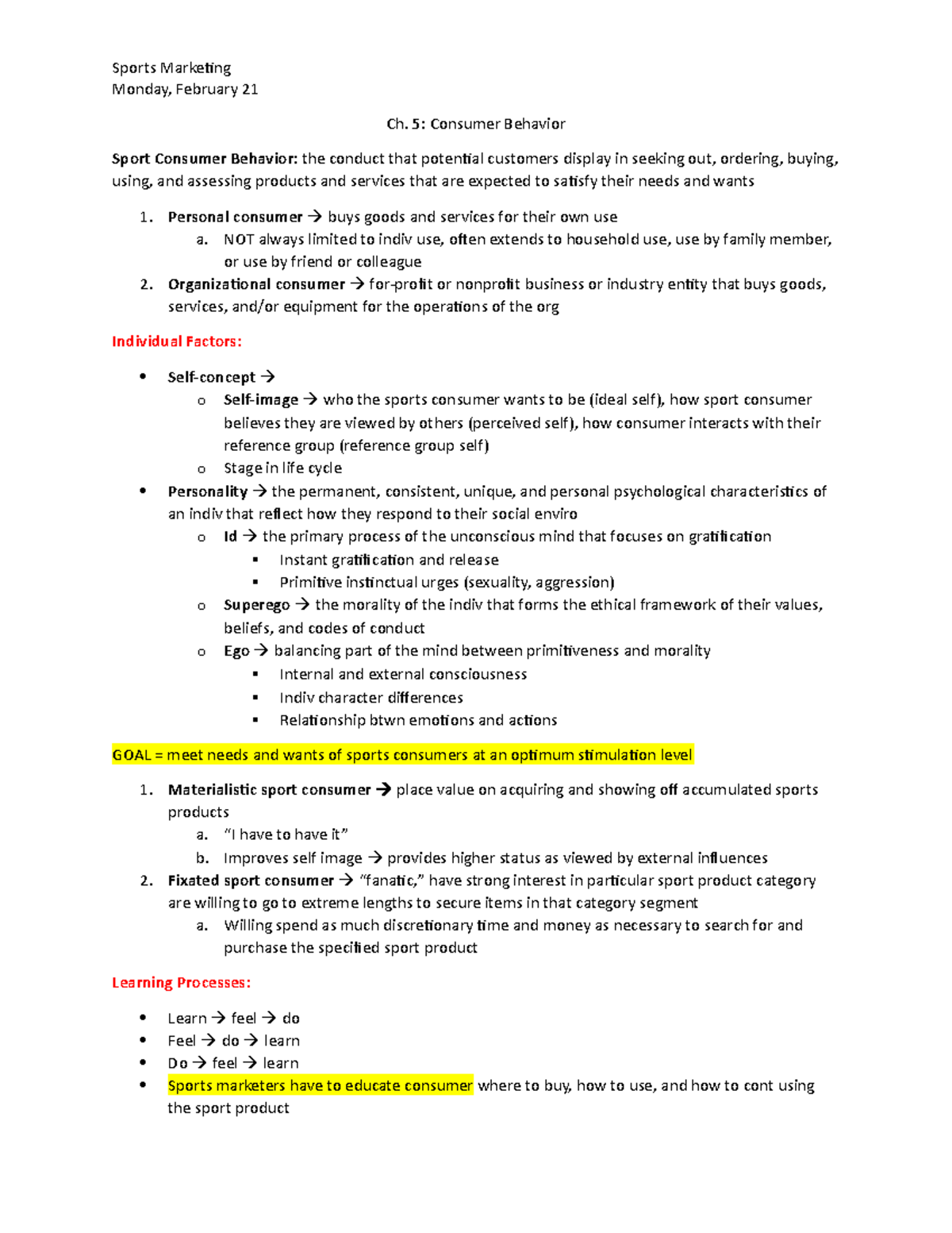 Ch. 5 Notes - Sports Marketing with Joseph - Sports Marketing Monday ...