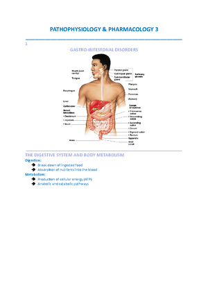 Pathophysiology Notes - Pathophysiology & Pharmacology Notes WEEK 1 ...