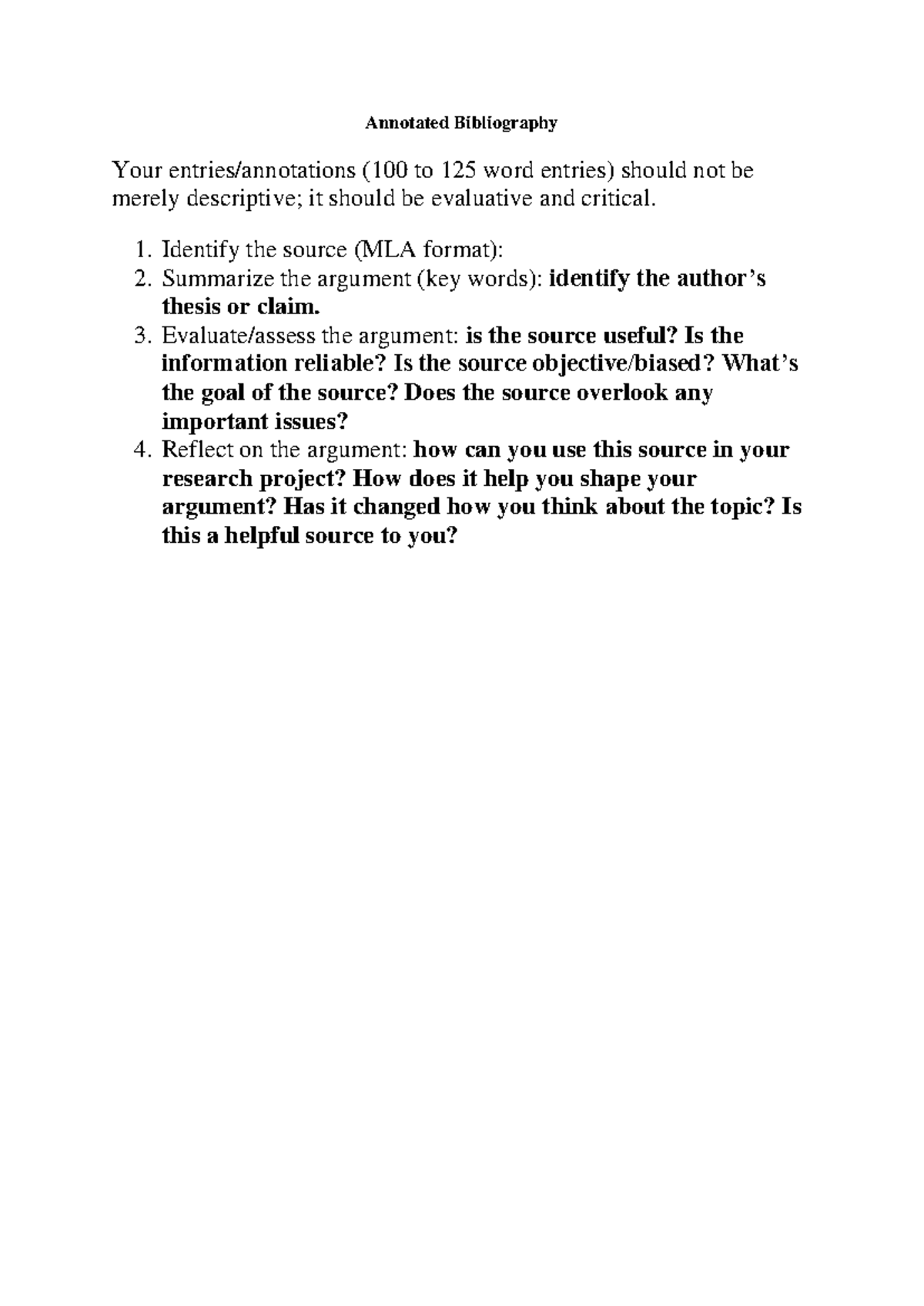 Annotated bibliography - Annotated Bibliography Your entries ...