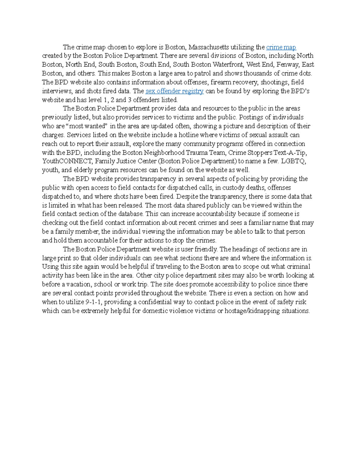 CJ305 Assignment Two Predictive Policing - The crime map chosen to ...