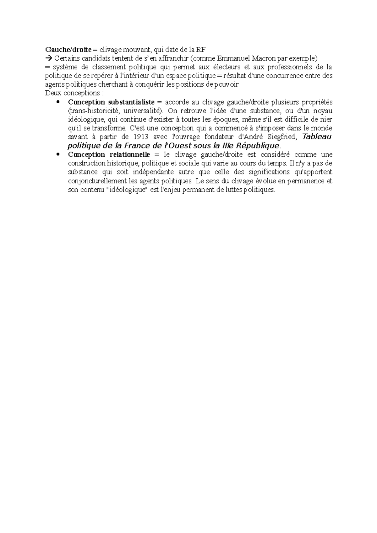 Fiche td vpf - Gauche/droite = clivage mouvant, qui date de la RF ...