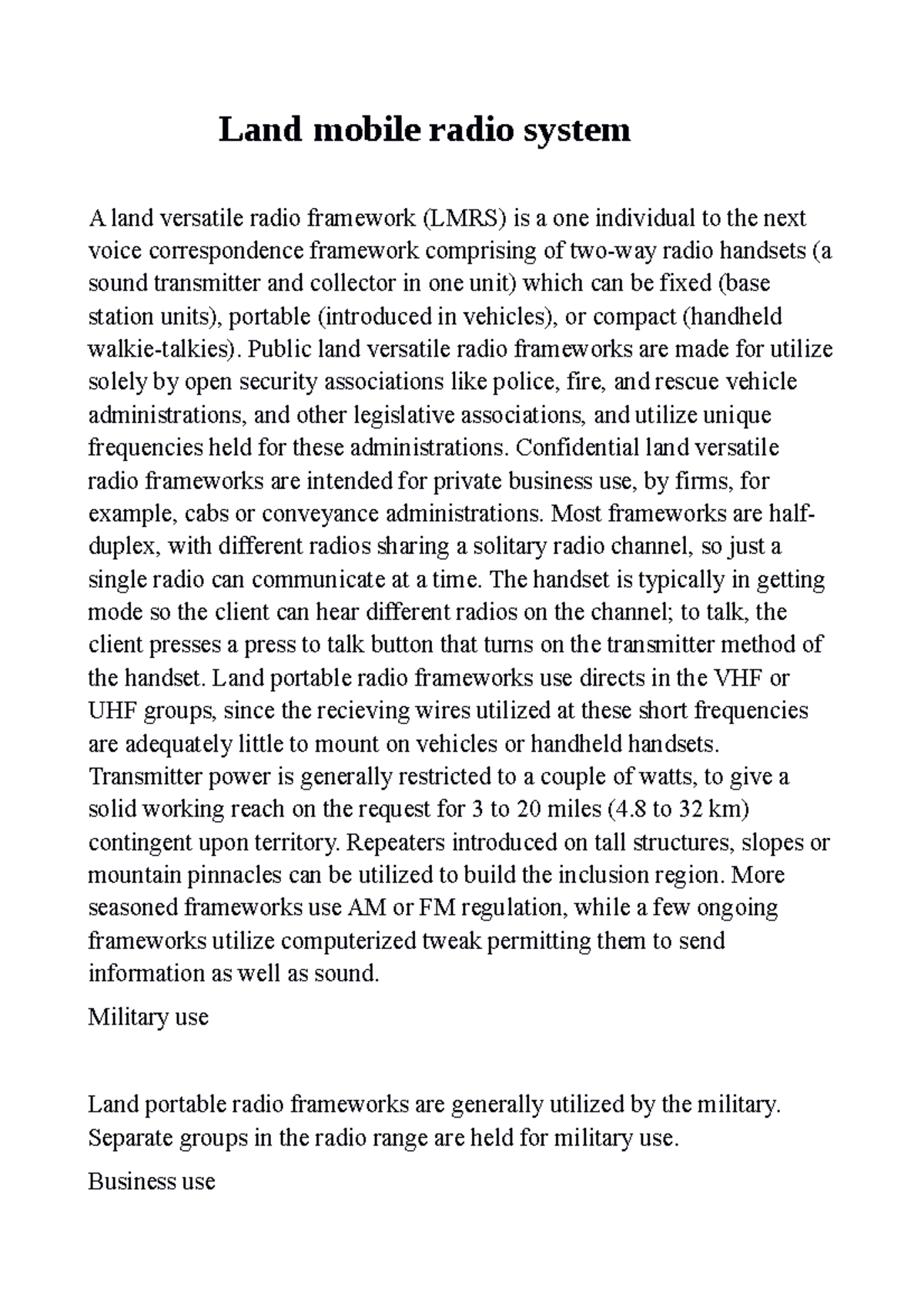 Land mobile radio system - Public land versatile radio frameworks are ...