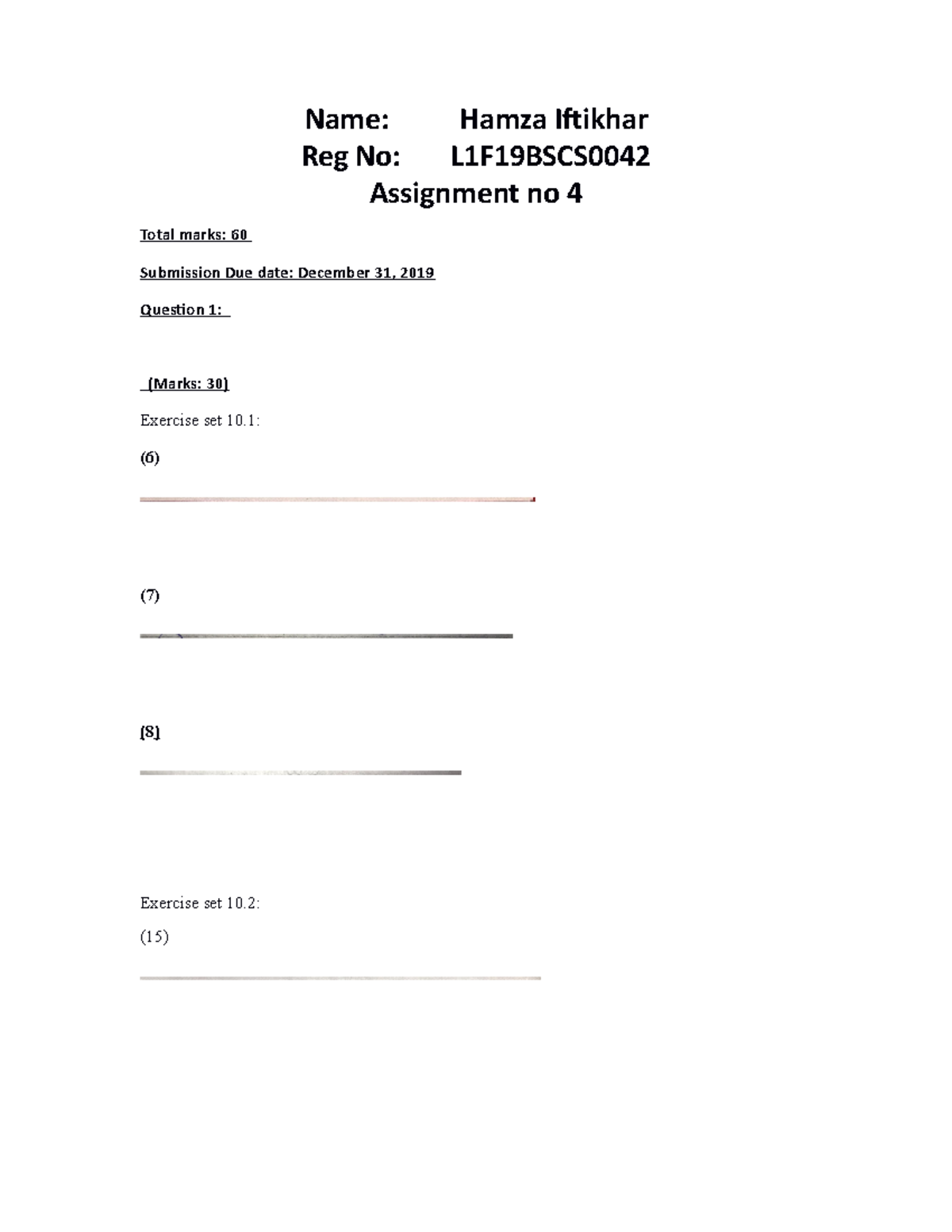 Assignment no 4 - Chapter 7 Linear Programming - Name: Hamza Iftikhar ... Assignment no 4 - Chapter 7 Linear Programming - Name: Hamza Iftikhar ...