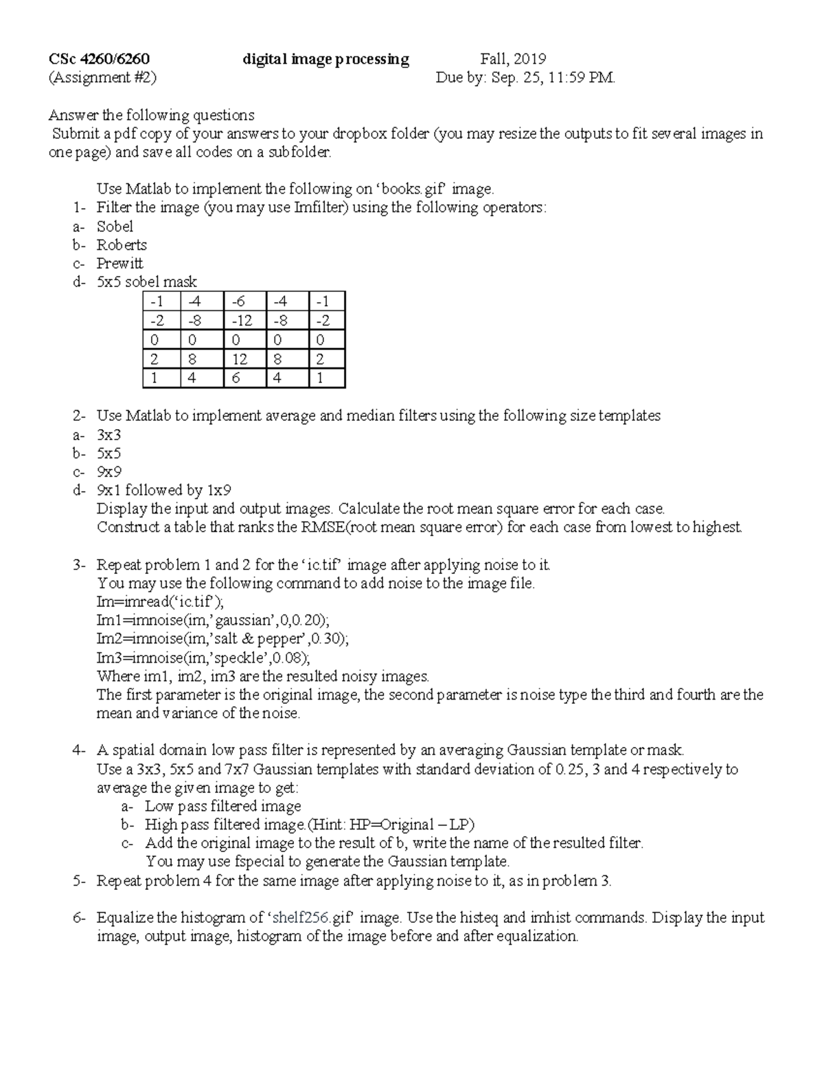 Assignment 2 - CSc 4260/6260 digital image processing Fall, 2019 ...