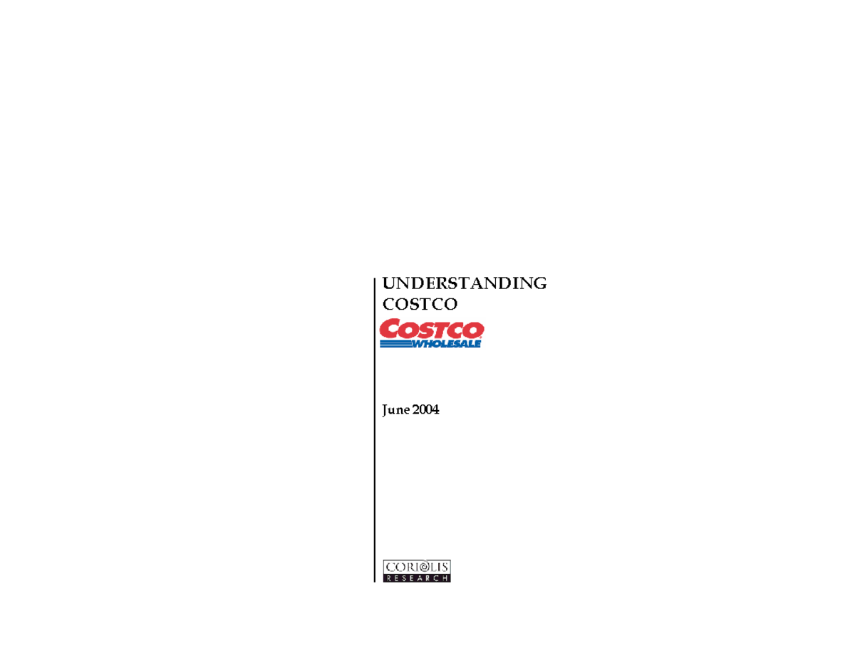 Coriolis understanding Costco - UNDERSTANDING COSTCO June 2004 Coriolis ...