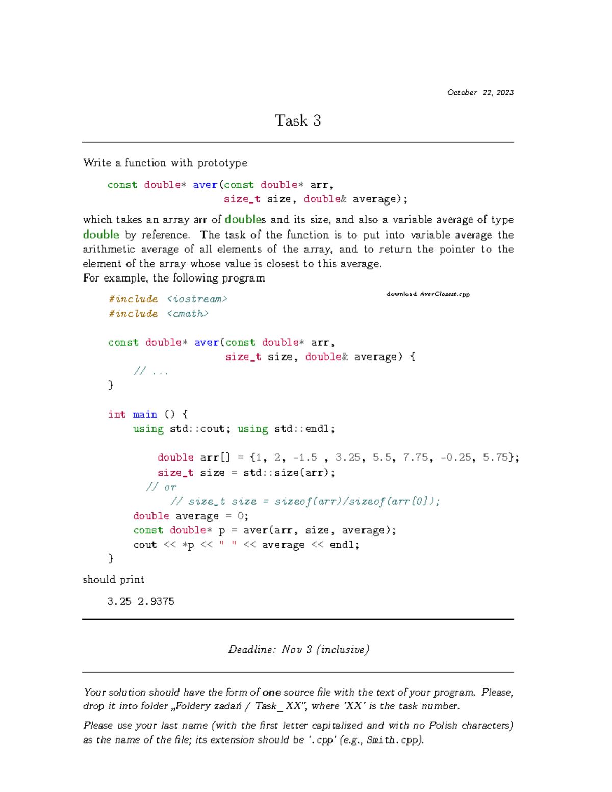 Cpp03e - October 22, 2023 Task 3 Write a function with prototype const ...