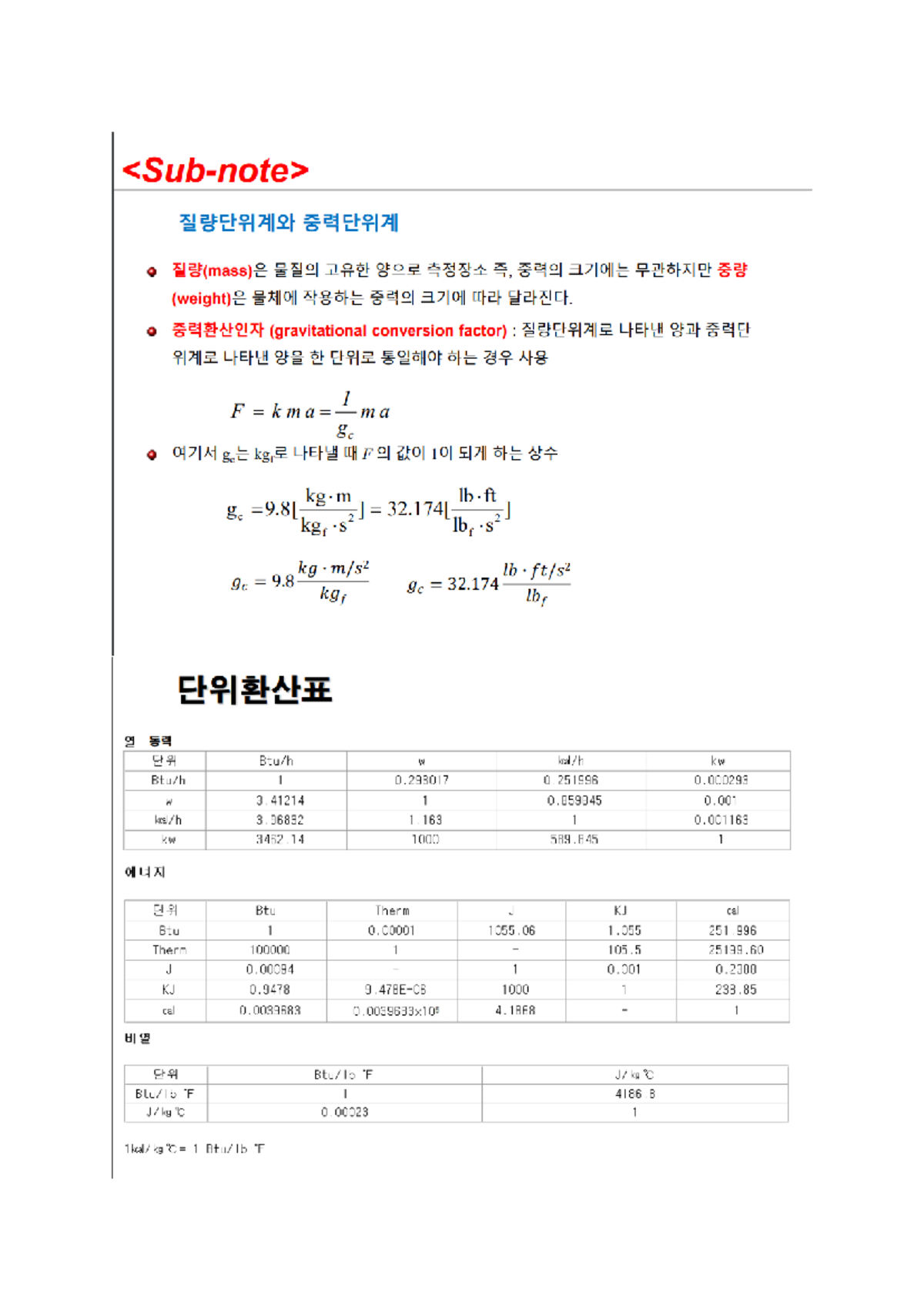문서1 - A ((mass) (weight) . (gravitational conversion factor) 18 F g 32 ...