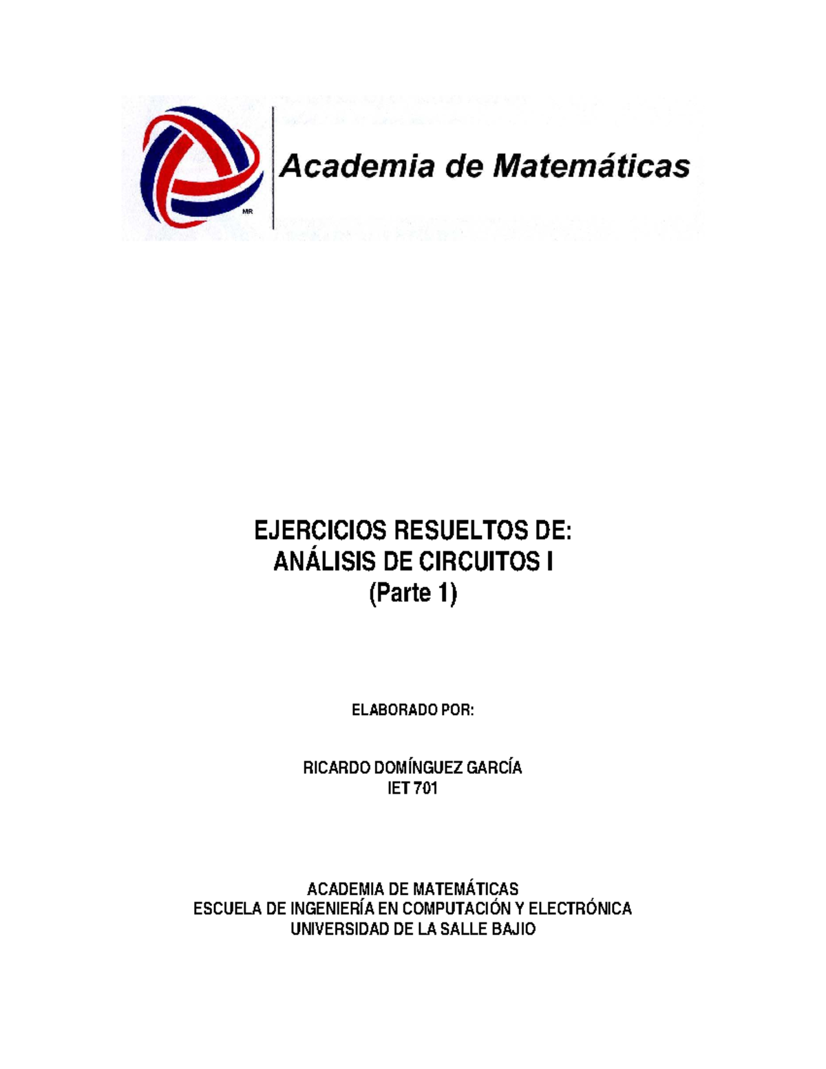 Ejercicios Resueltos DE Analisis DE CIRC - EJERCICIOS RESUELTOS DE: ANÁLISIS DE CIRCUITOS I ...