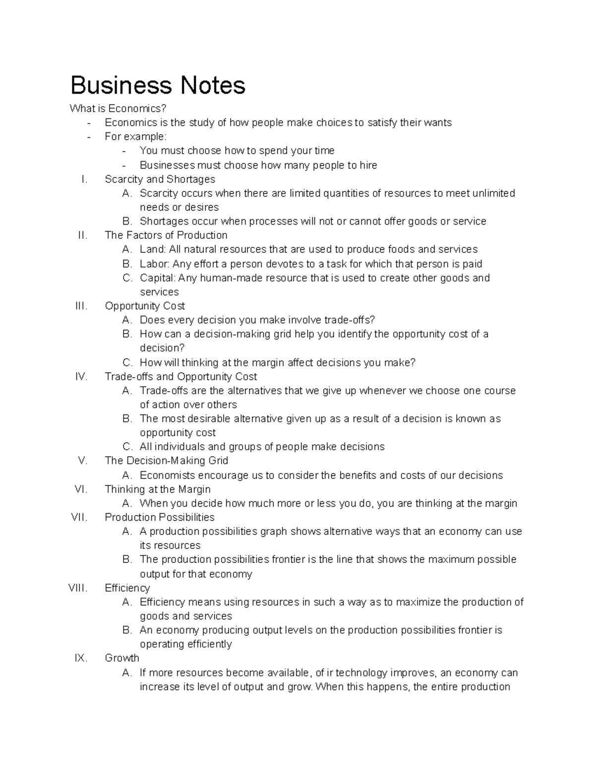 Business Notes - Professor Patrick Connolly - Business Notes What is ...