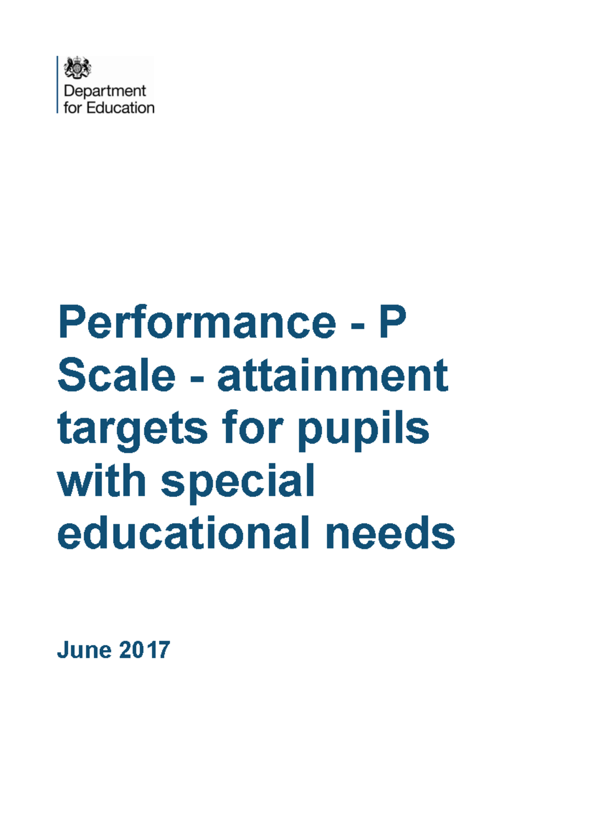 Performance - P Scale - attainment targets for pupils with special ...
