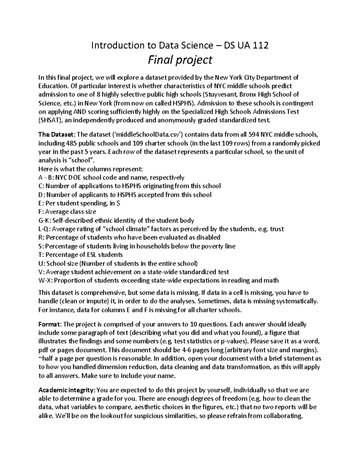 Final Project Information Requirements - Introduction to Data Science ...
