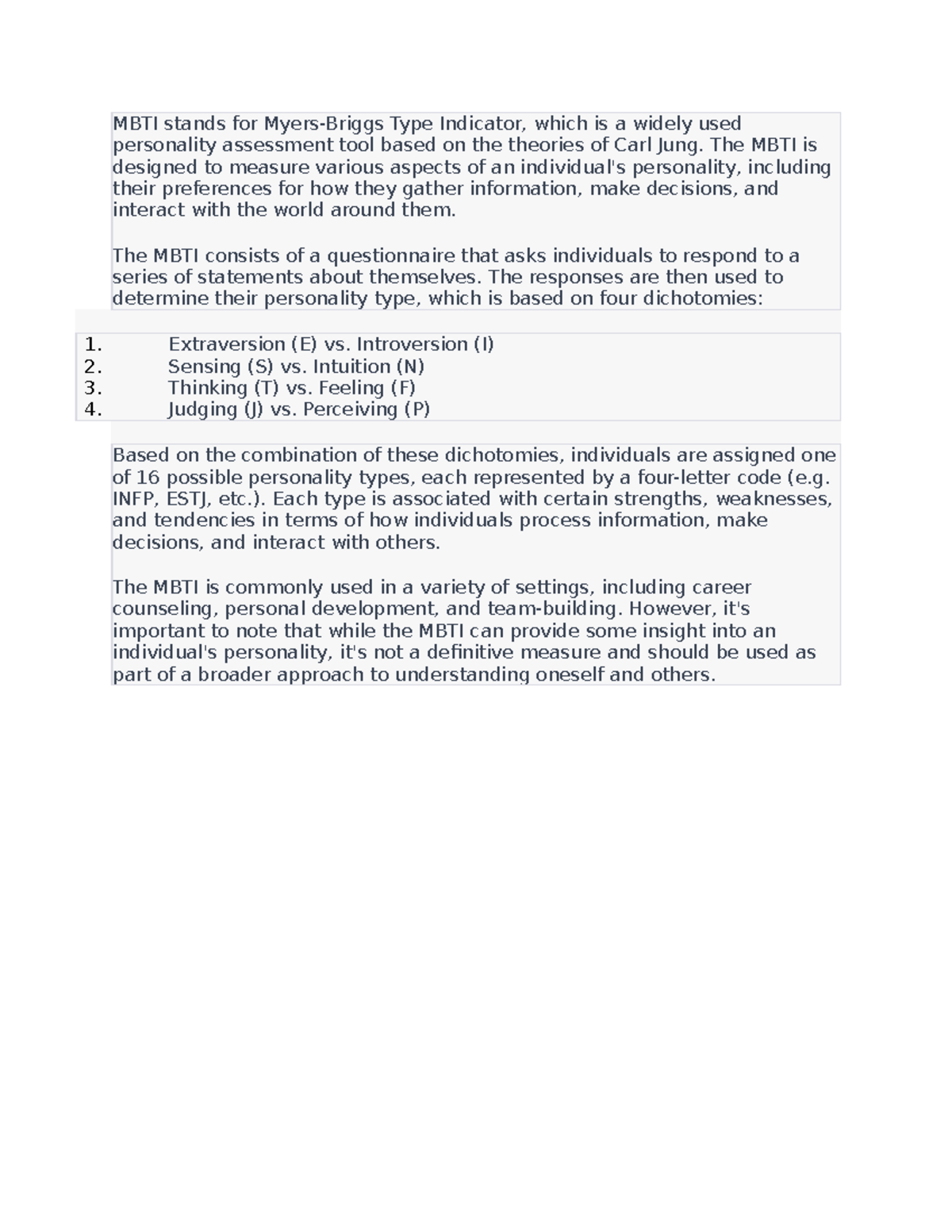 Myers briggs type indicator and disc - MBTI stands for Myers-Briggs ...