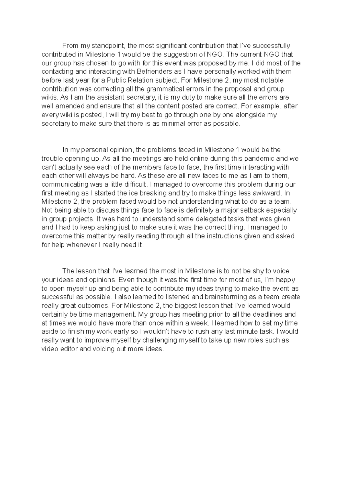 Individual Community Service - From my standpoint, the most significant ...