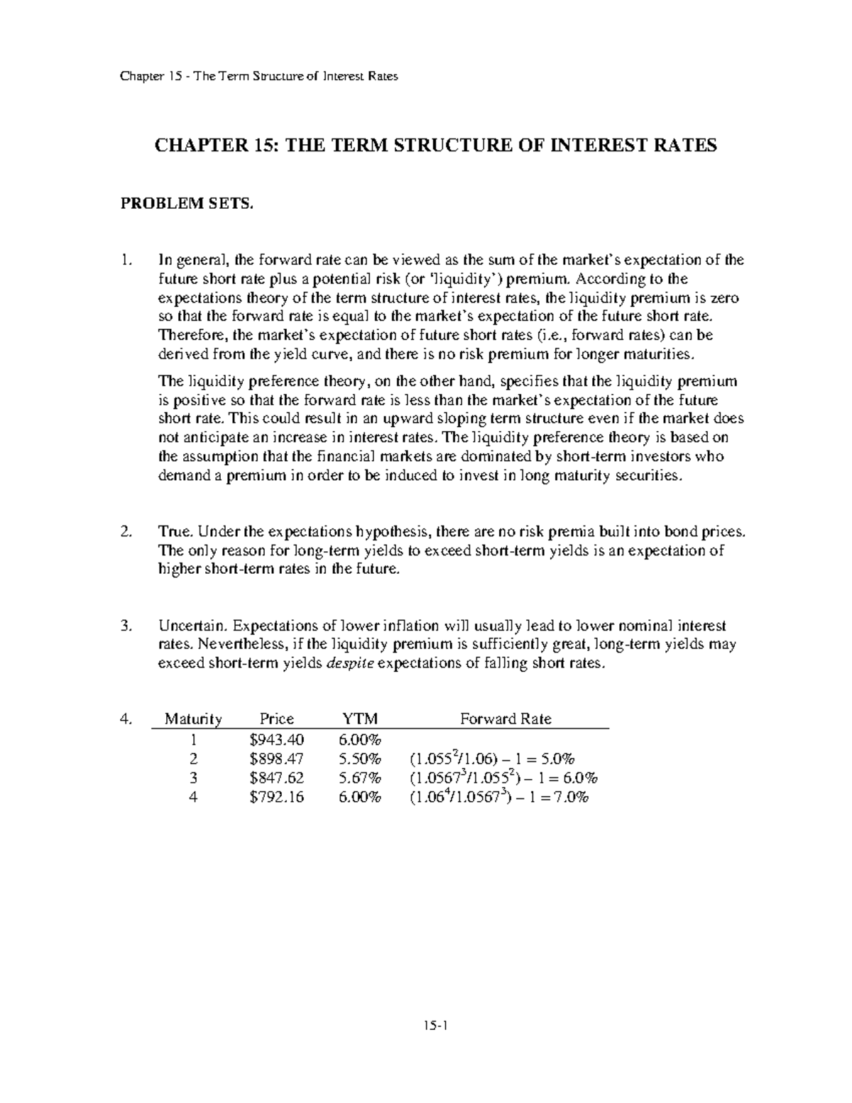 Chapter 15 the term structure of interest - CHAPTER 15: THE TERM ...