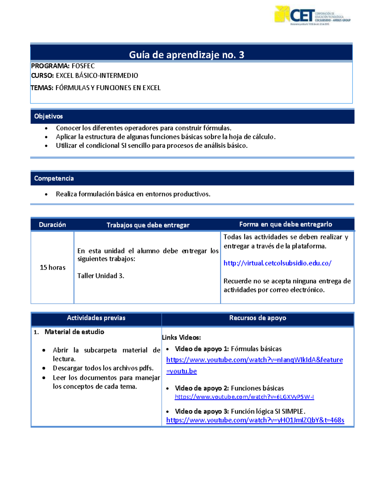 Guía de Aprendizaje Unidad 3 - Warning: TT: undefined function: 32 Warning: TT: undefined ...