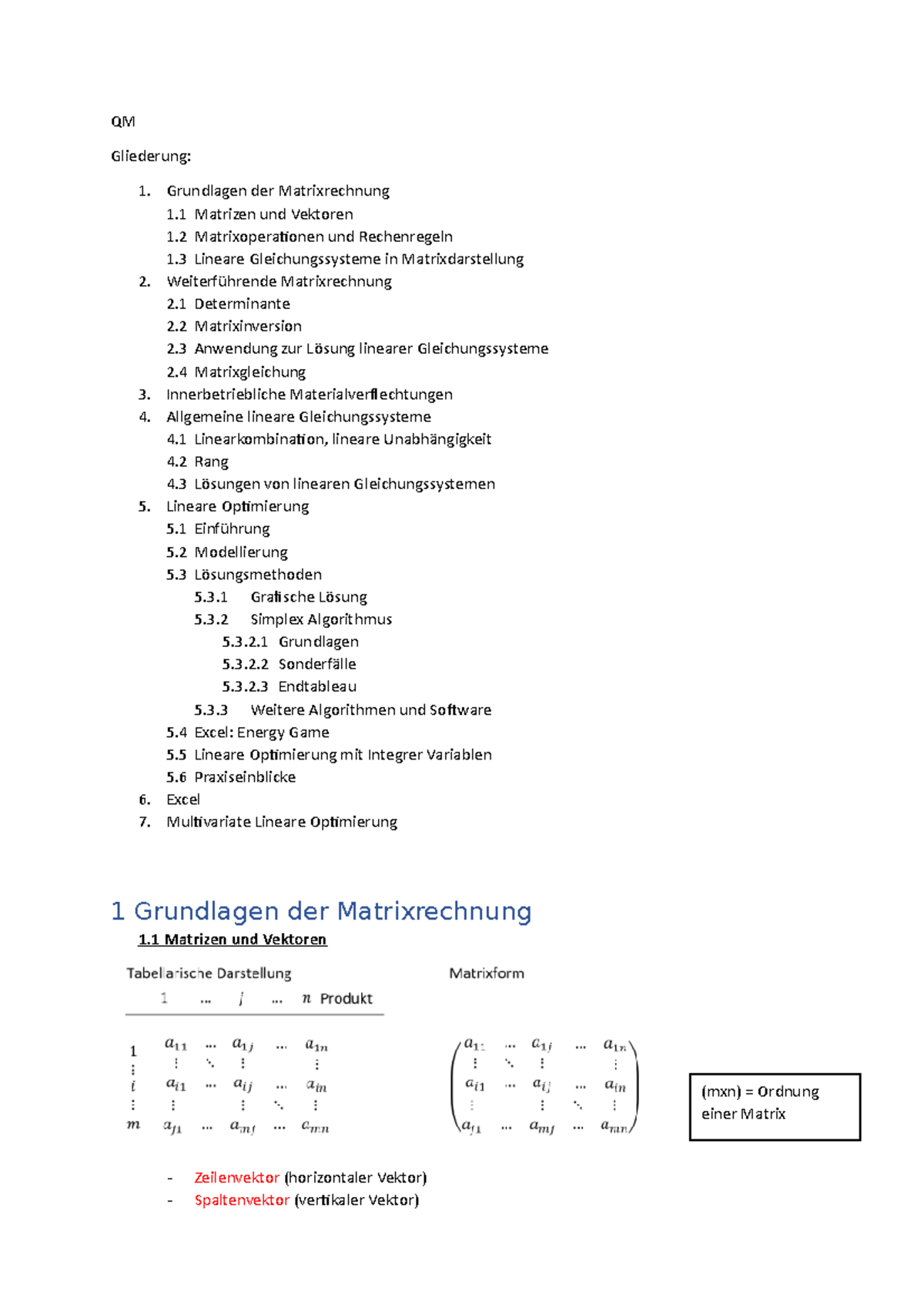 CC 303 Quantitative Methoden - Zusammenfassung - QM Gliederung ...