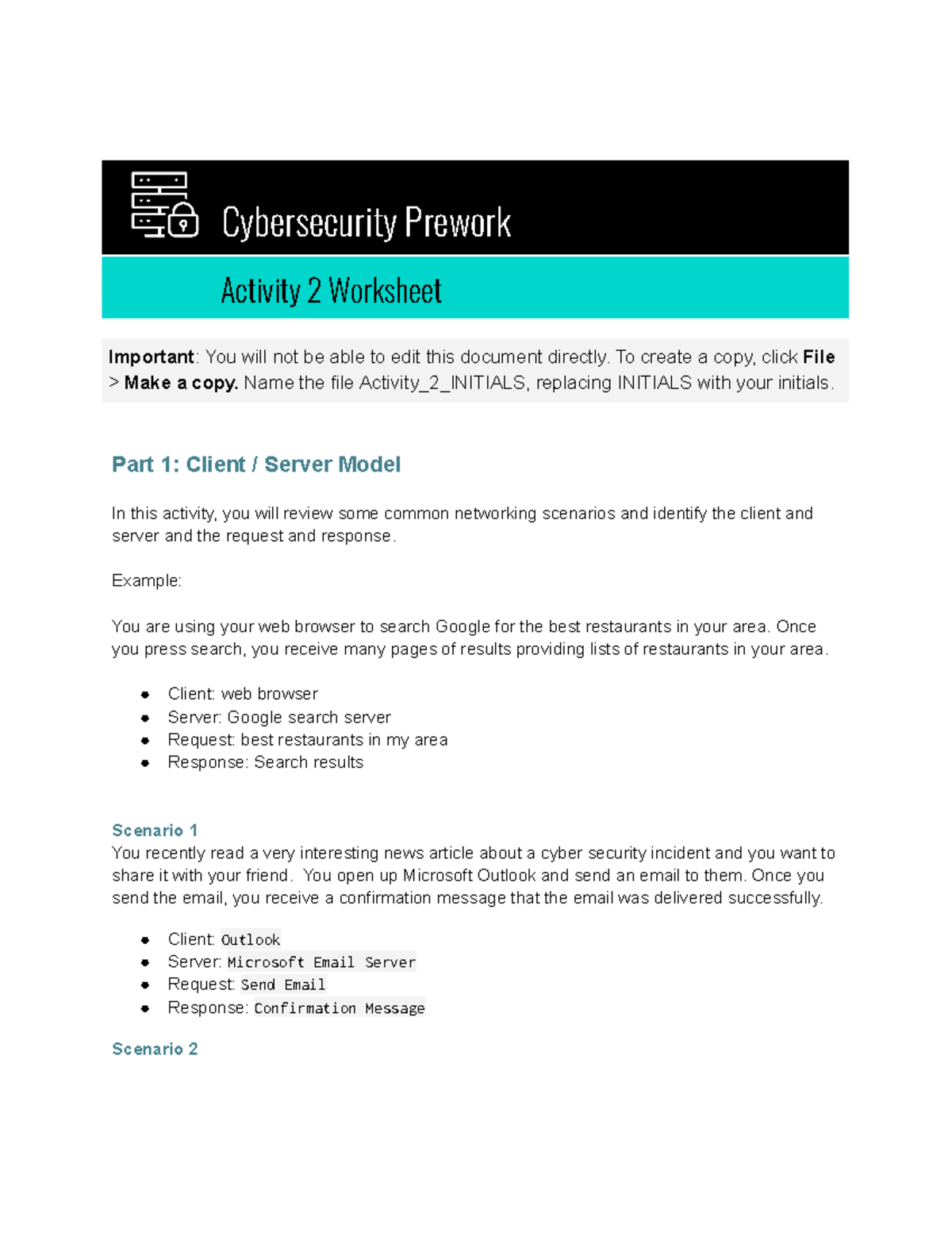 Activity 2 JSN - Pre course work - Cybersecurity Prework Activity 2 ...