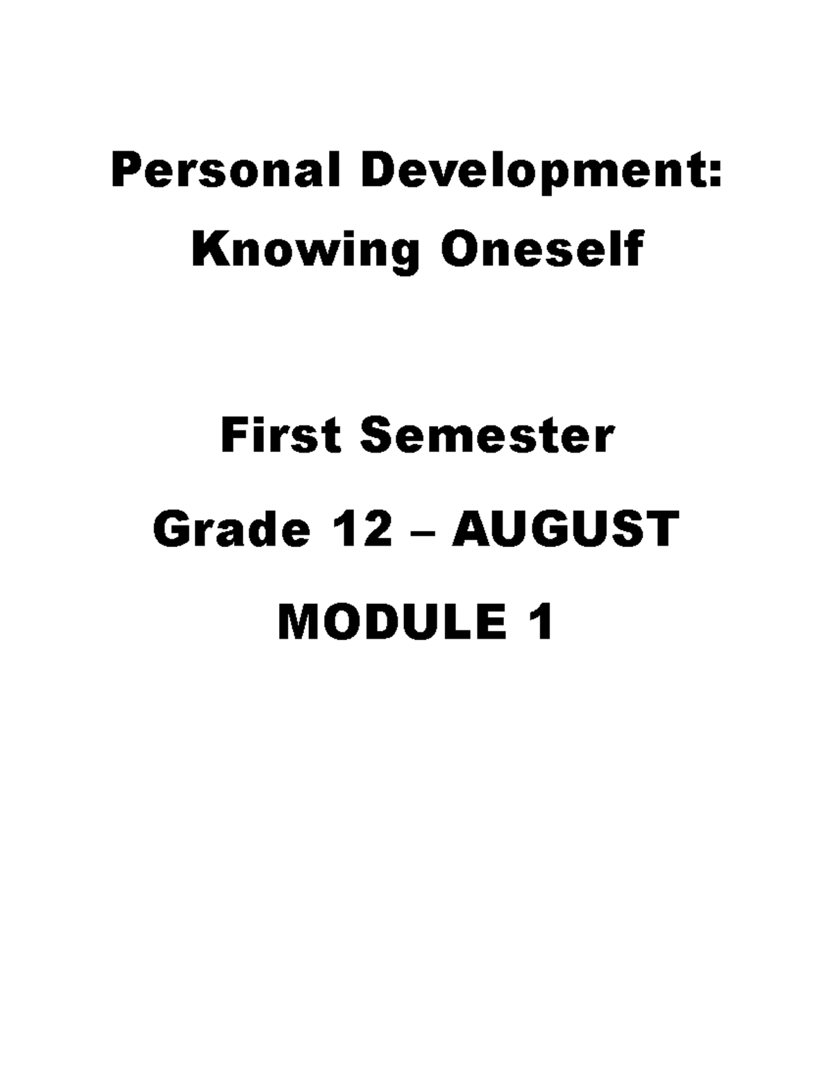 G12-Personal-Development - Personal Development: Knowing Oneself First ...