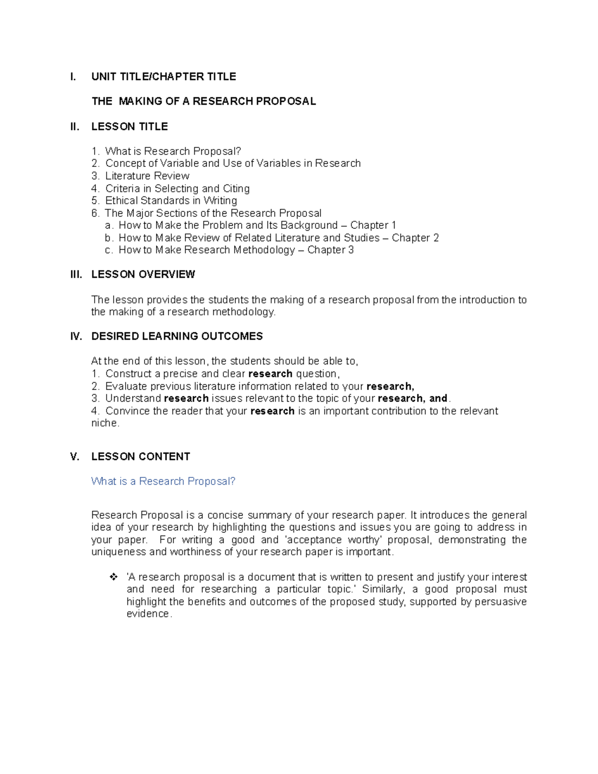 Research Method in PA. Module 2 - I. UNIT TITLE/CHAPTER TITLE THE ...