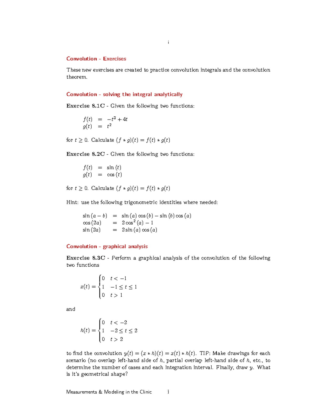 8VB10 - 2019 - 2020 - Exercises Convolution - i Convolution - Exercises ...