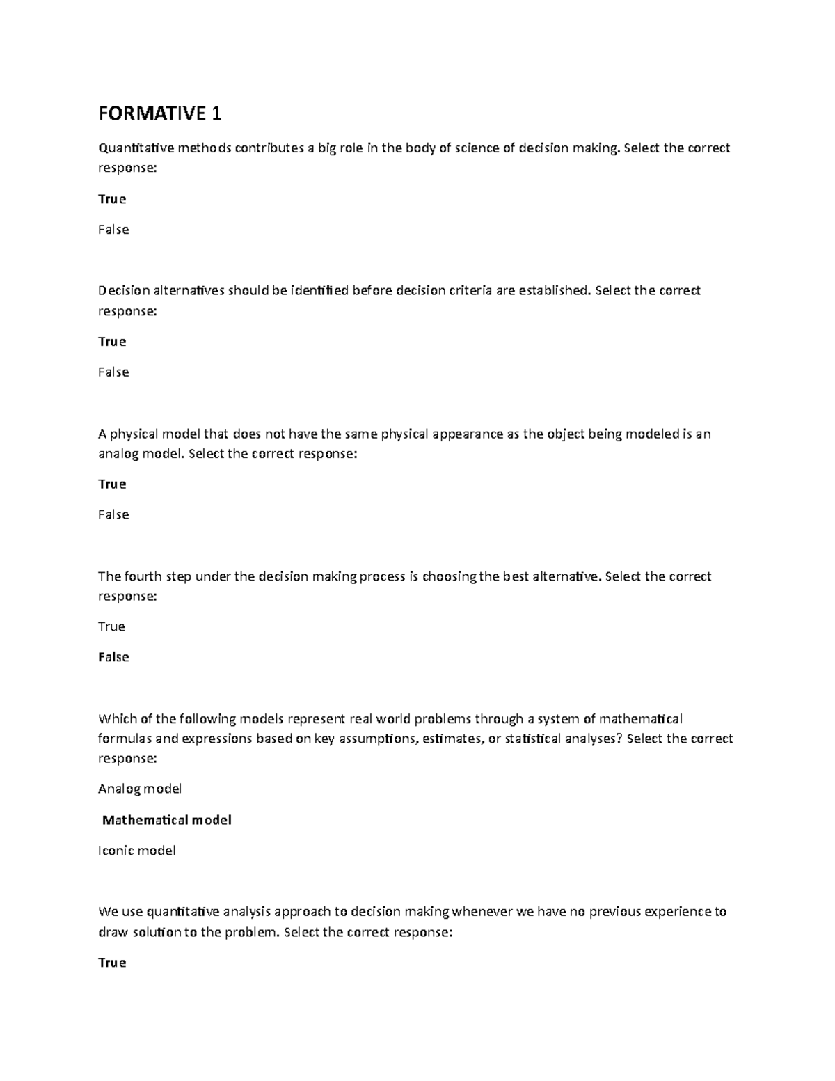 Formative-MATH-1 - HOPEFULLY THIS HELPS YOU - FORMATIVE 1 Quantitative ...